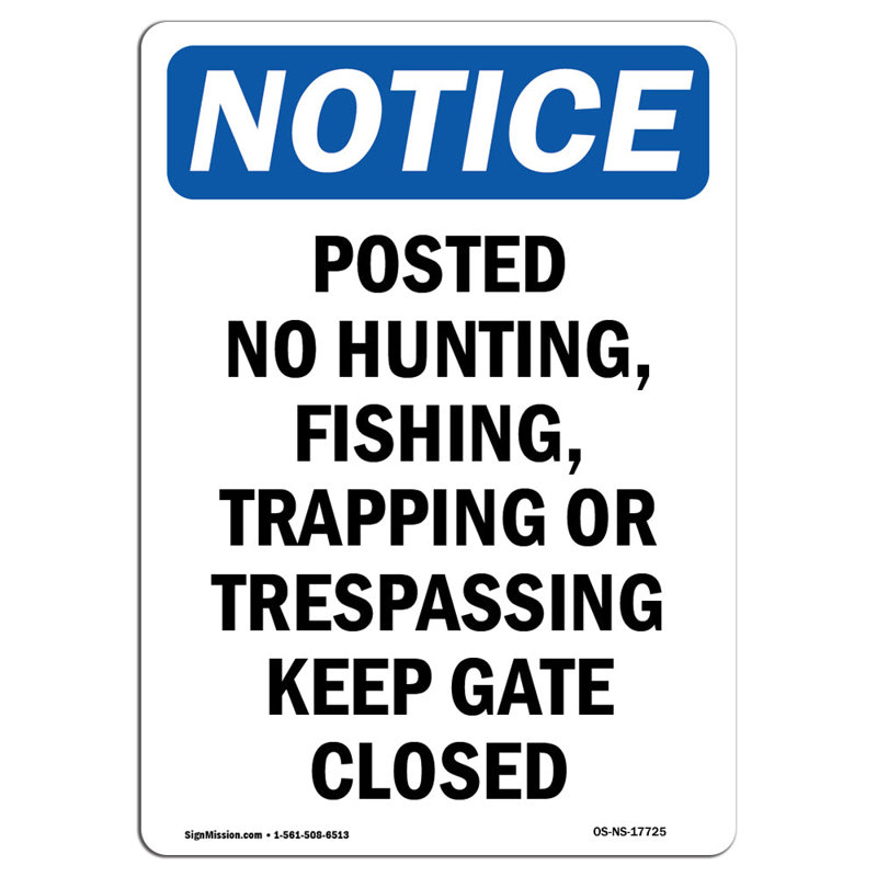 SignMission Posted No Hunting Fishing Trapping Sign | Wayfair