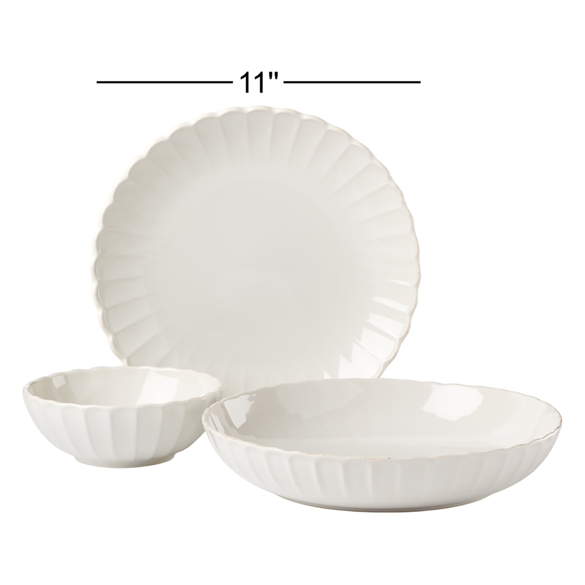Lenox French Perle Scallop White 12-Piece Dinnerware Set & Reviews ...