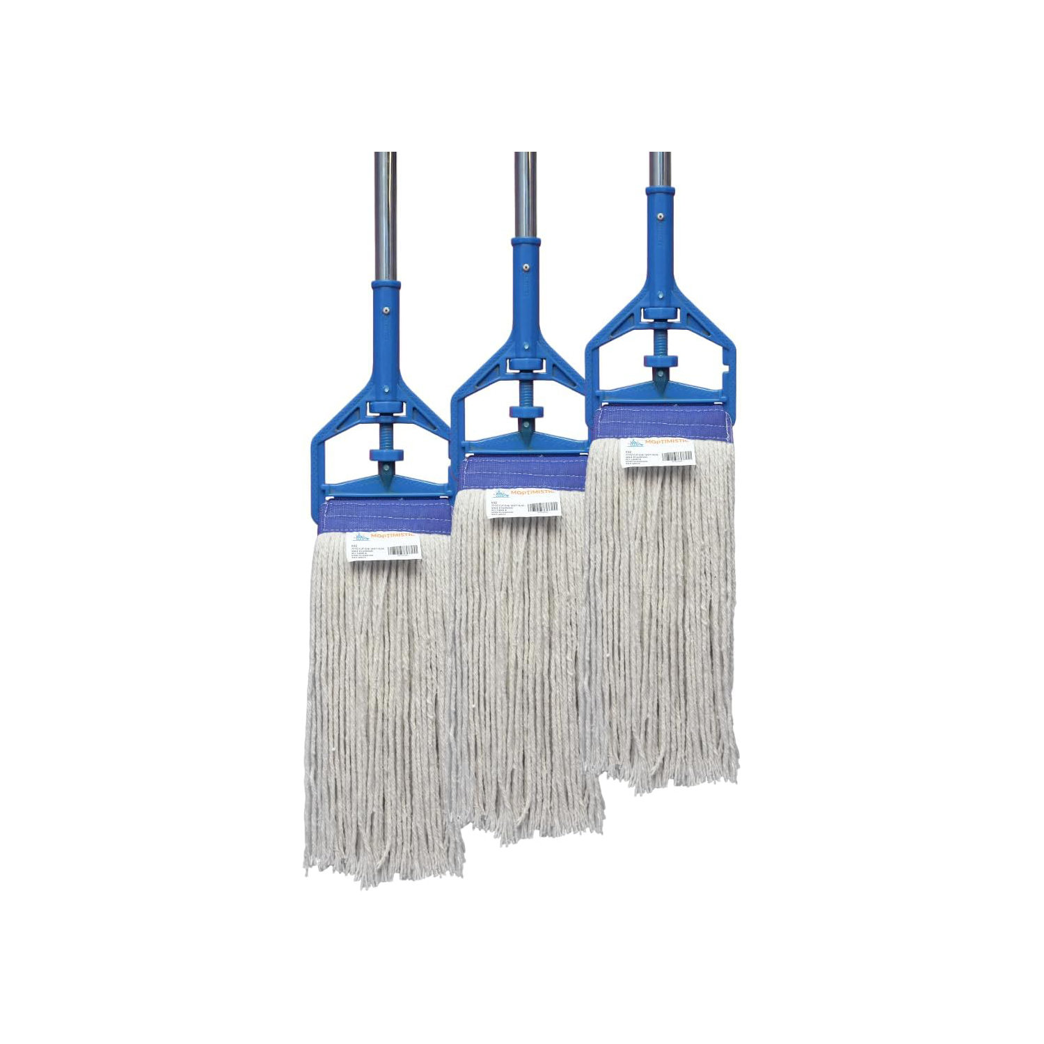 Moptimistic 24Oz Cotton Floor Mop Head | Pack Of 3 | Blue Color Band ...