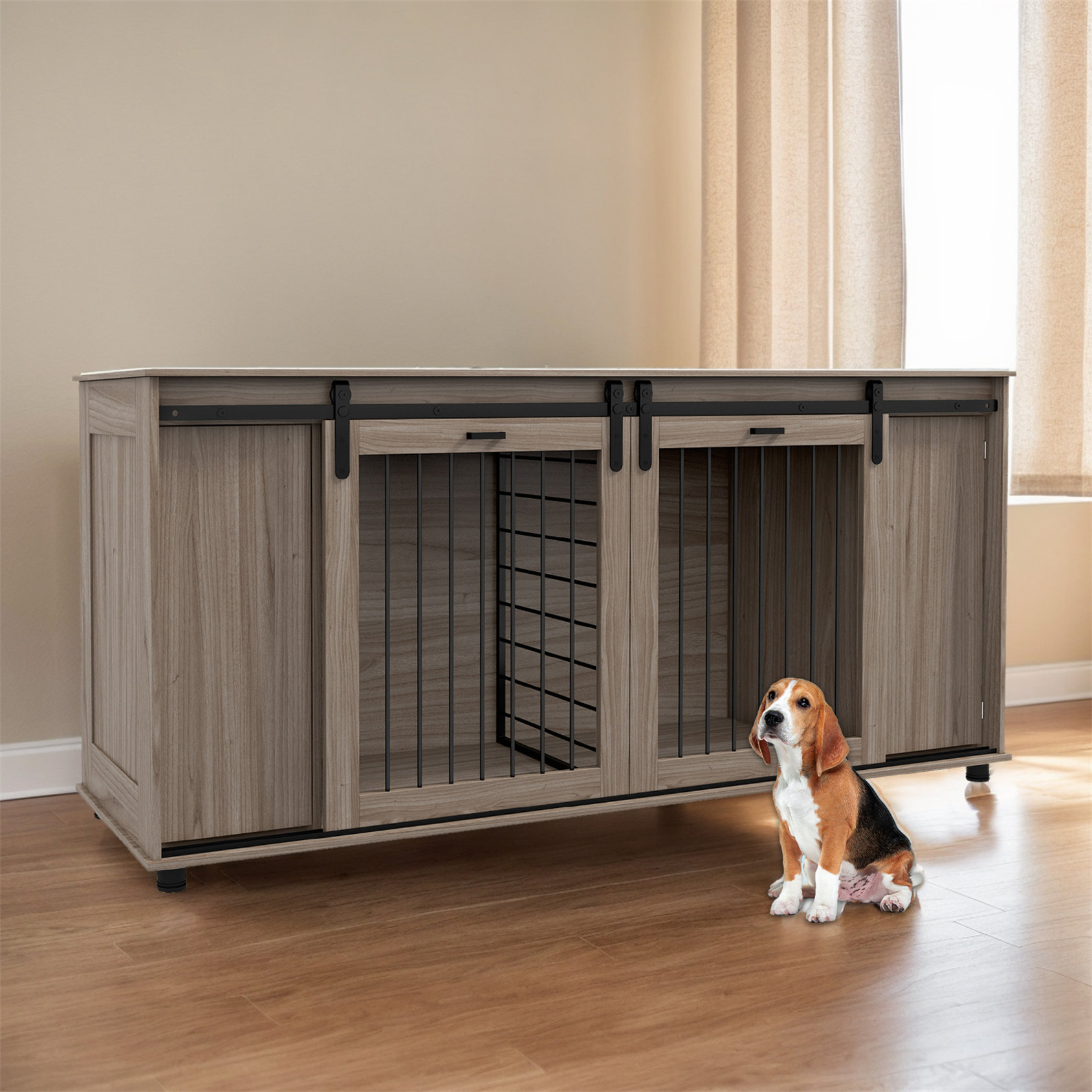 Tucker Murphy Pet™ Dog Crate Furniture With Removable Divider For 2 ...