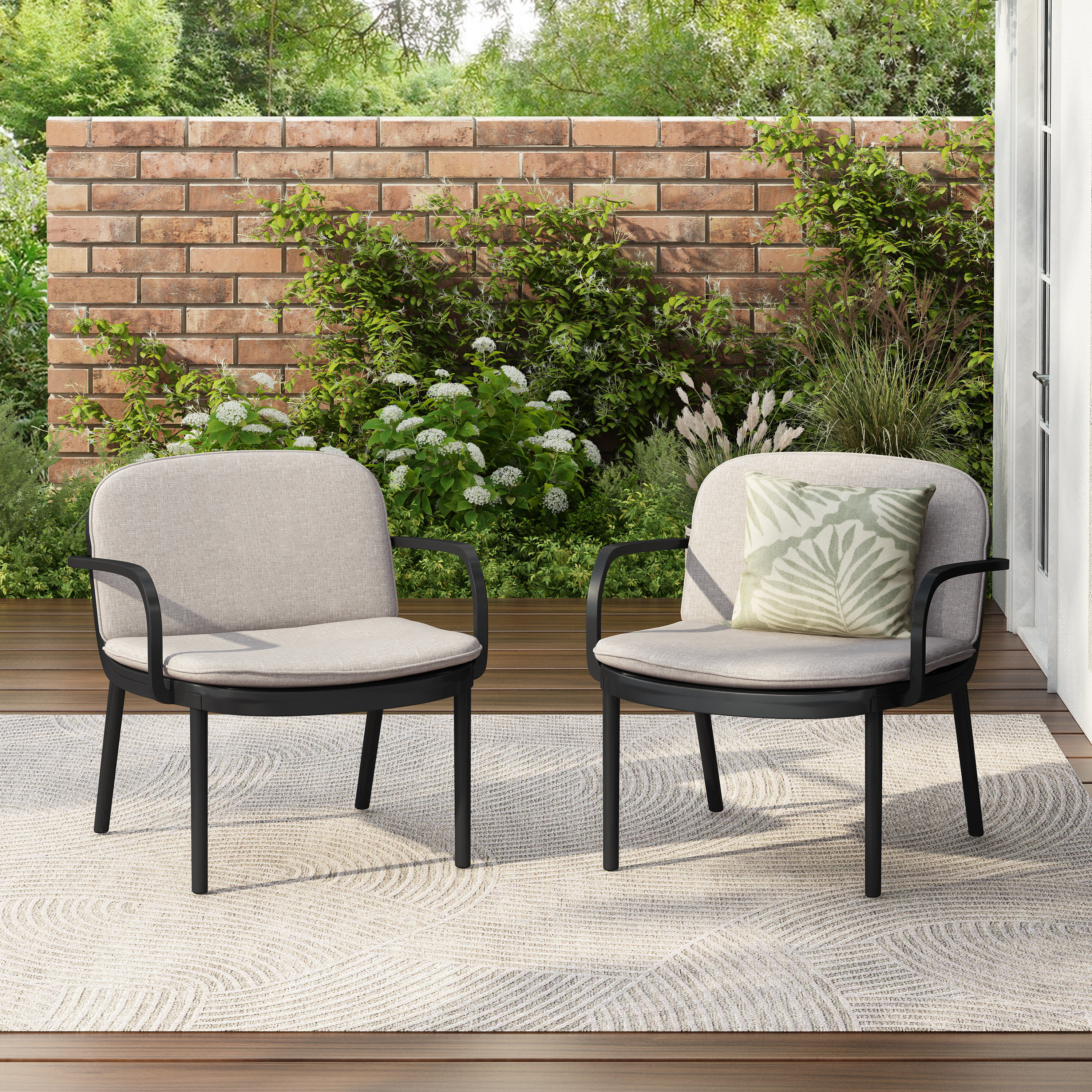 George Oliver Will Patio Lounge Chairs With PP Frame & Cushions ...