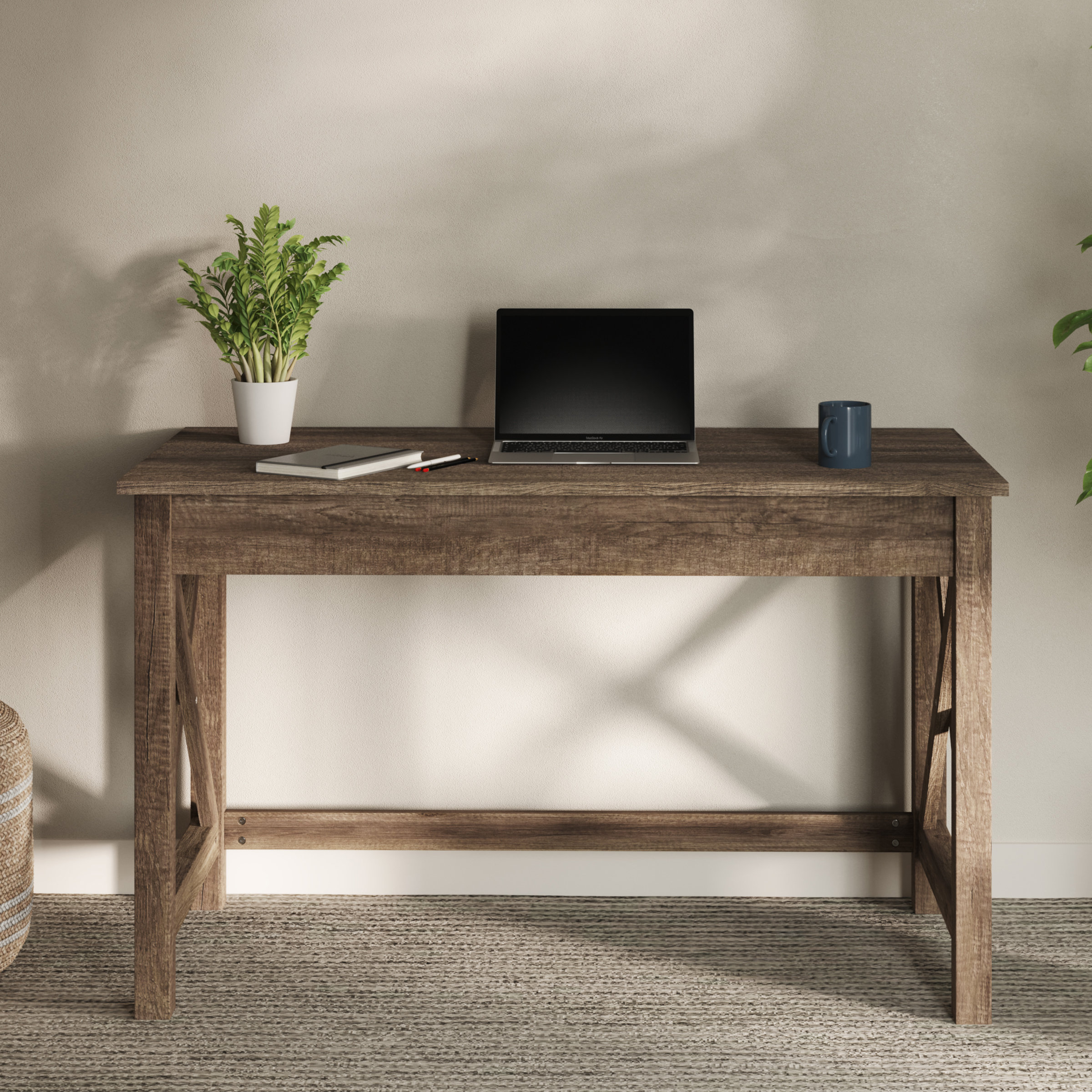 Gracie Oaks Phawak Writing Desk - Work Desk with X-Pattern Legs - For ...