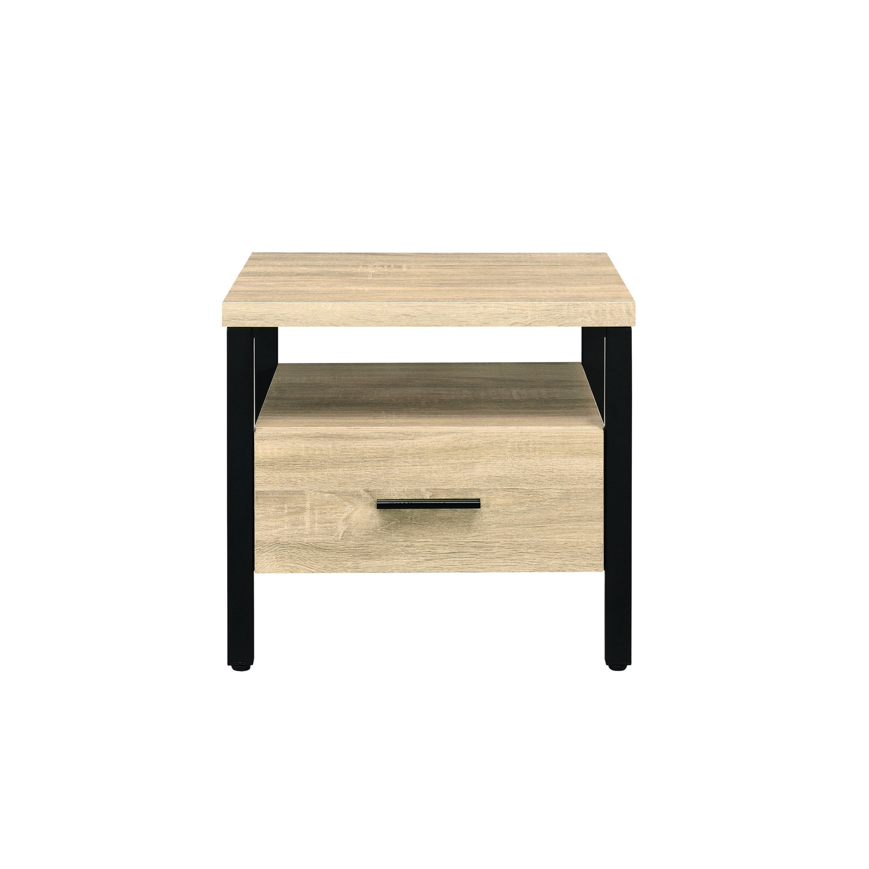 Mercer41 Table With Oak & Black Look, Metal Legs, 1 Drawer And Open ...