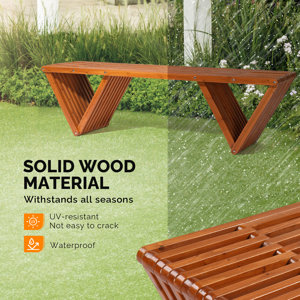 Latitude Run® 63 In. 3-Person Outdoor Wood Bench With Triangle Base ...