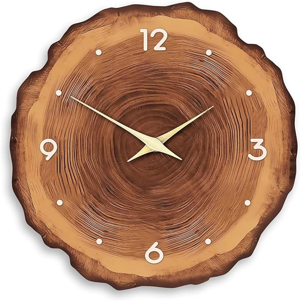 Millwood Pines Wood Wall Clock For Living Room Decor - Rustic Wall ...