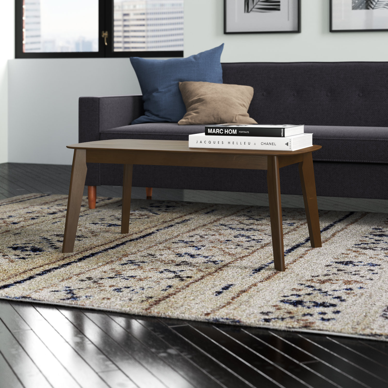 Wade Logan® Aubreyann Mid Century Wood Coffee Table, Walnut & Reviews ...