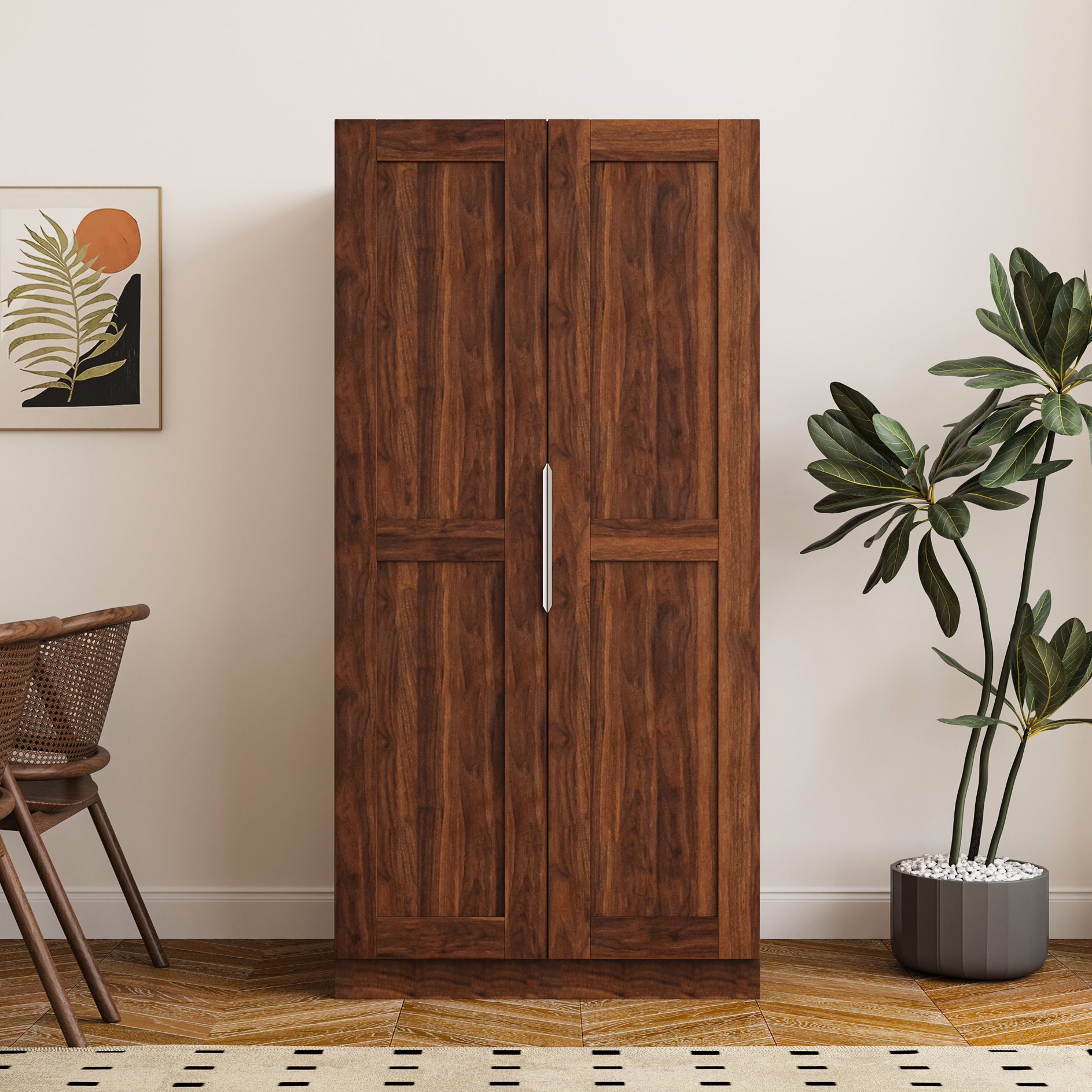 Latitude Run® 62.83in Freestanding Walnut Pantry Sideboard, With Doors ...