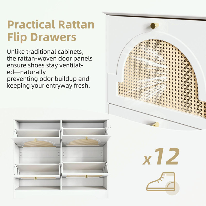 Bayou Breeze Shoe Cabinet with 4 Flip Drawers - Wayfair Canada