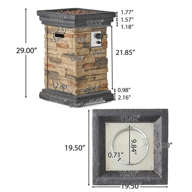 INLE 19.50'' Stone MGO Fire Column - 40 000 btu | Wayfair
