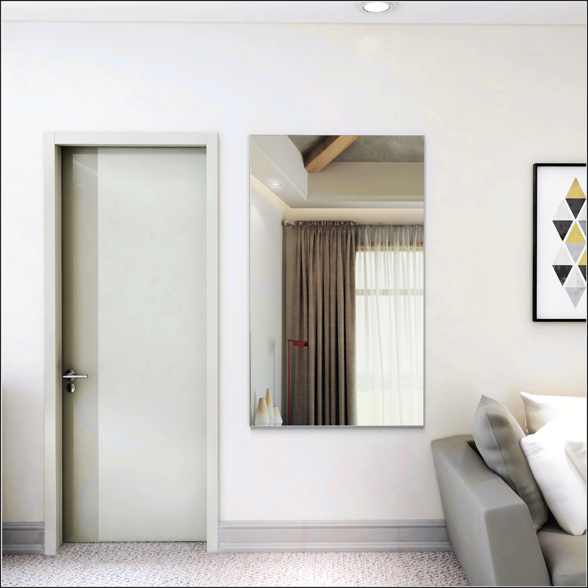 Latitude Run® 60"X36" Oversized Modern Rectangle Bathroom Mirror With ...