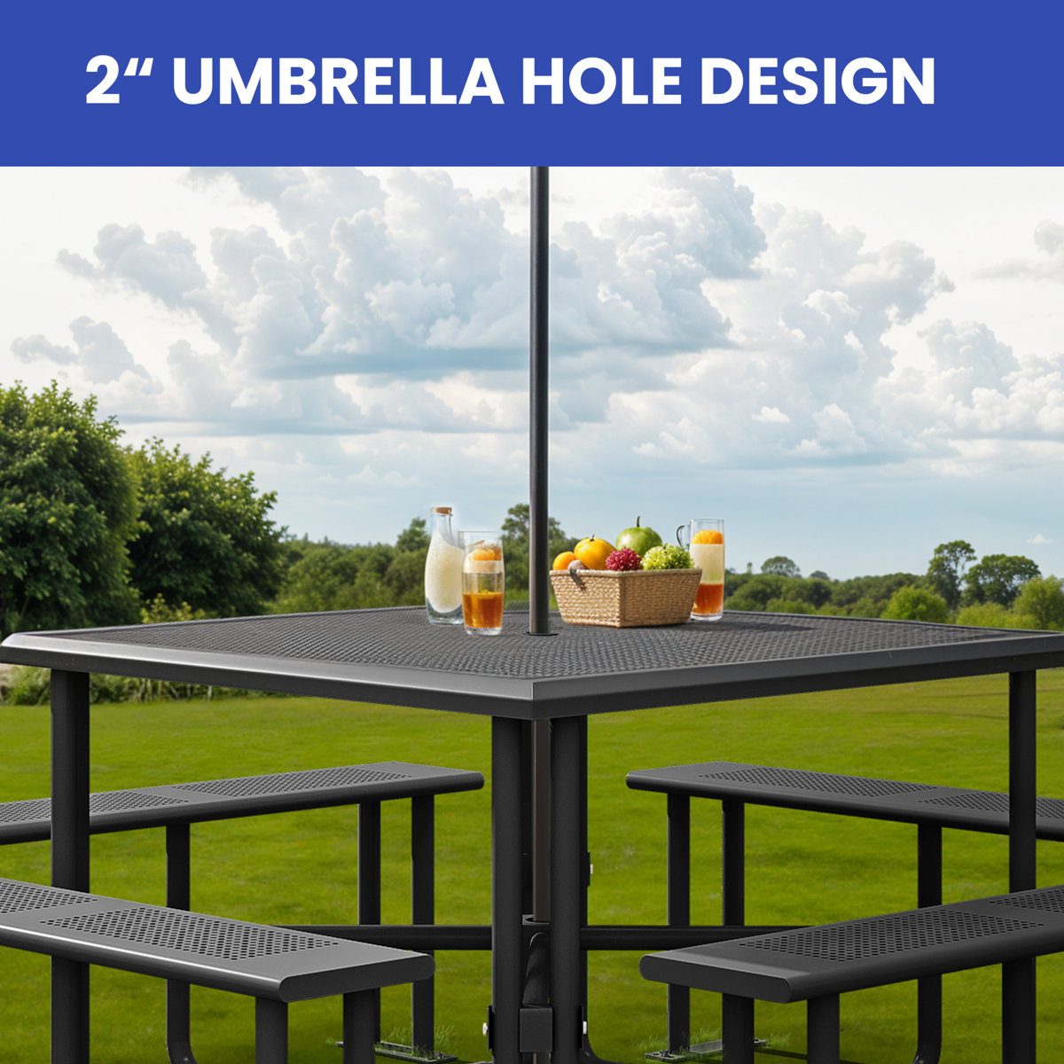 Latitude Run® Brinker Square 8 - Person 46'' L Outdoor Picnic Table ...