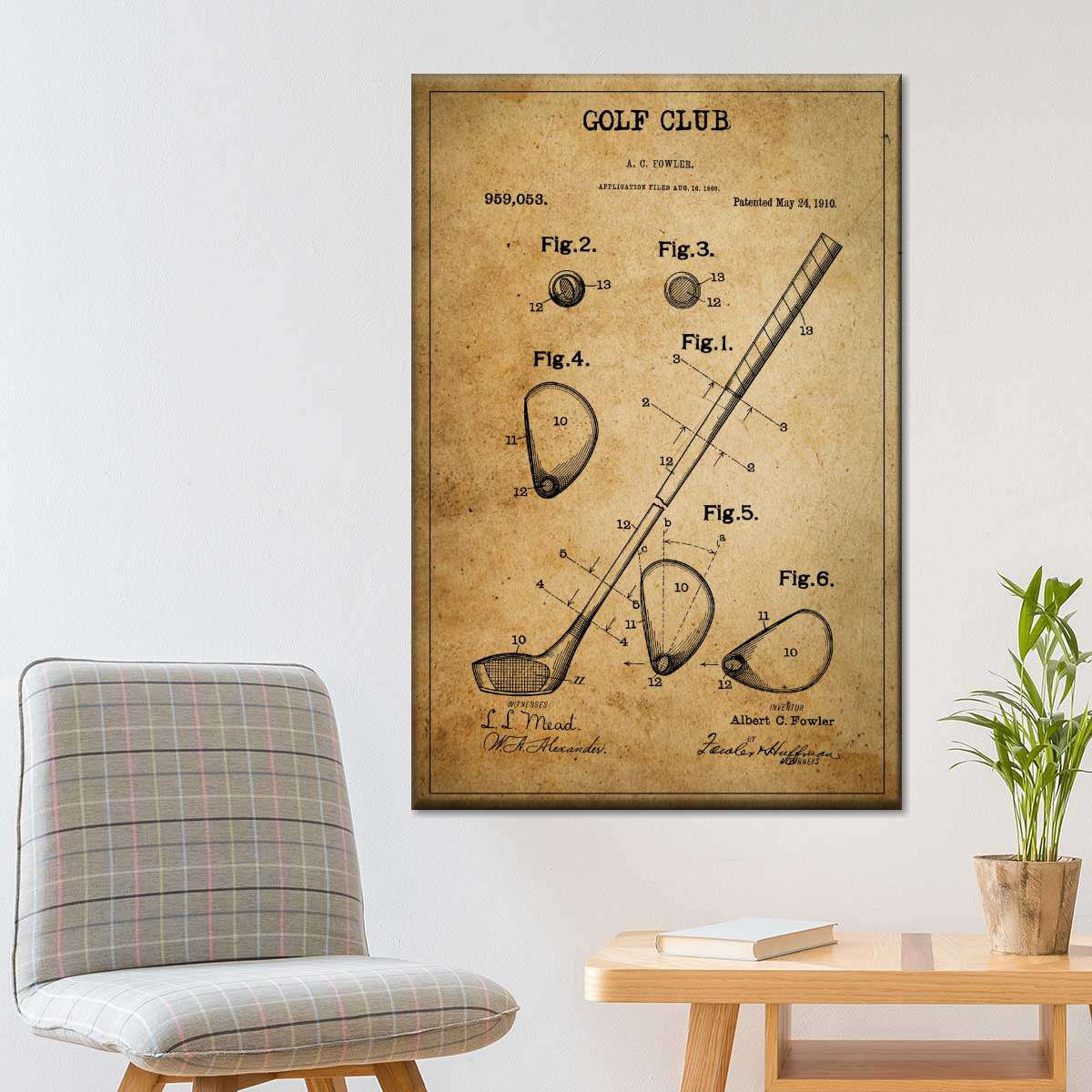 17 Stories Sports Blueprints Golf Club Grunge Patent Canvas Print On ...