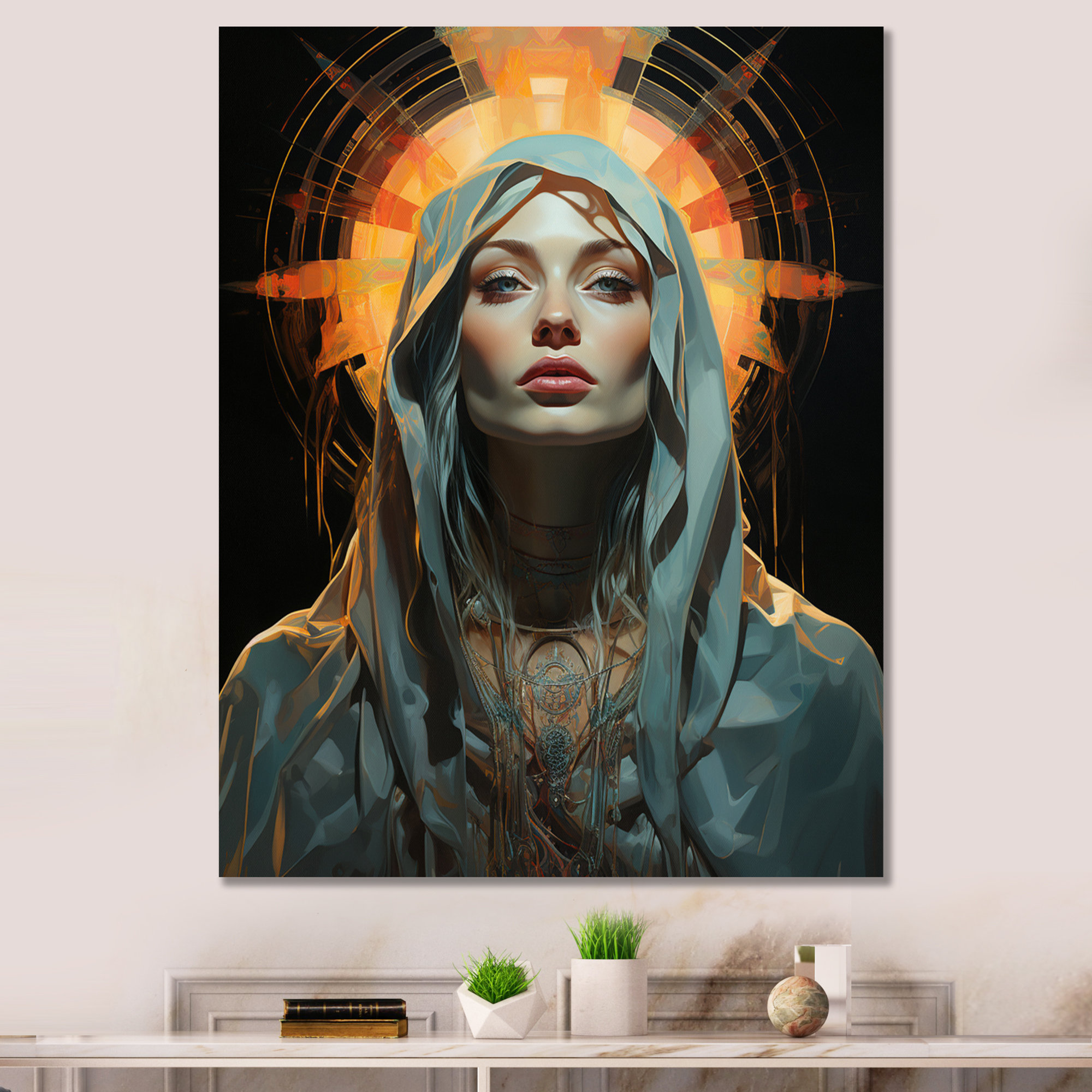 House of Hampton® Radiant Portrait Of Holy Mary On Canvas Print | Wayfair