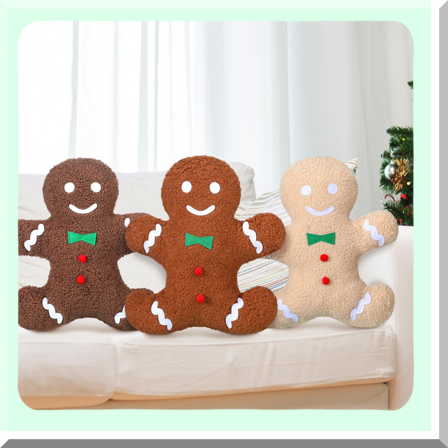 BRBCA Gingerbread Man Plush Trio - Winter Holiday Decor Set - Funny ...