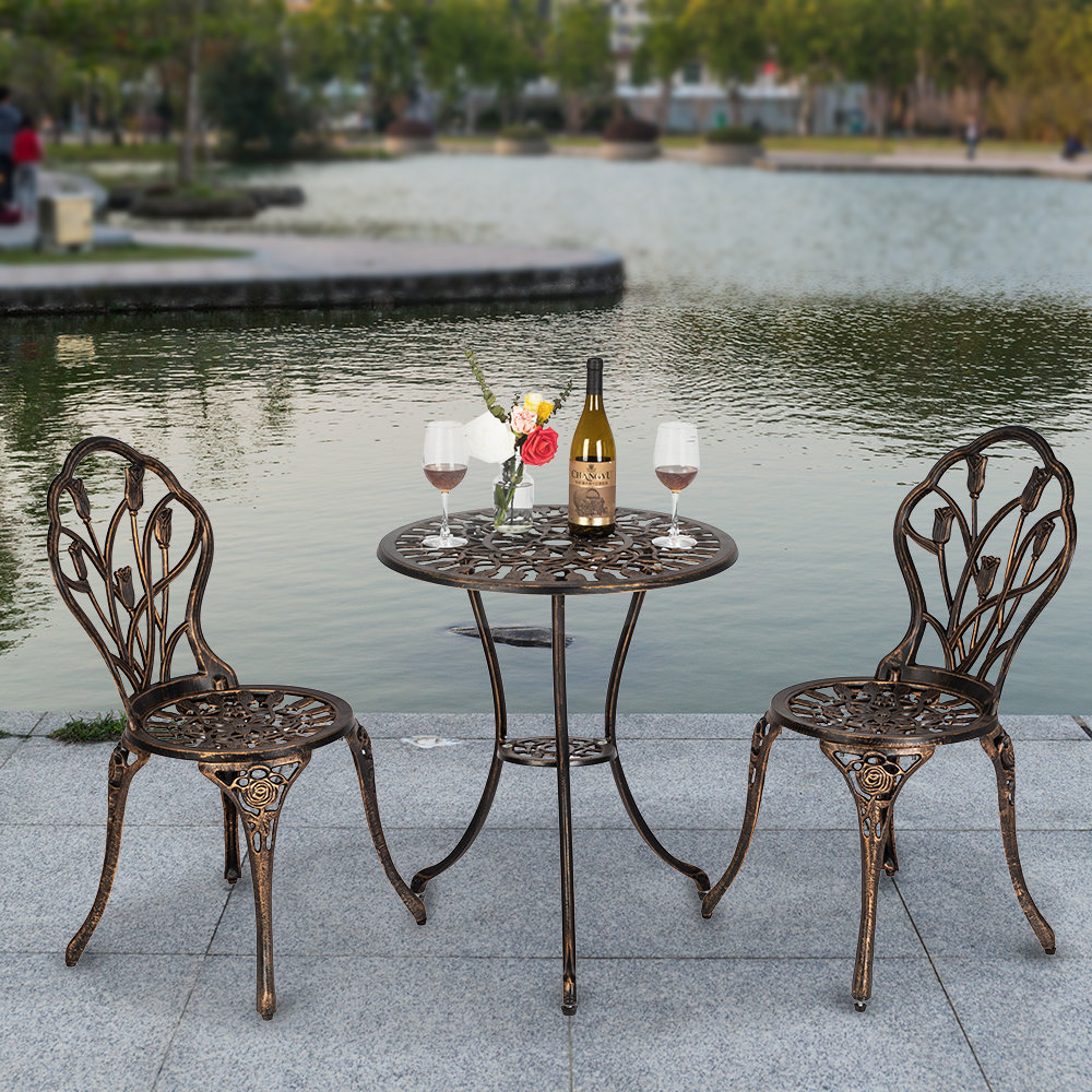 Fleur De Lis Living Ferrill 2 - Person Round Outdoor Dining Set | Wayfair