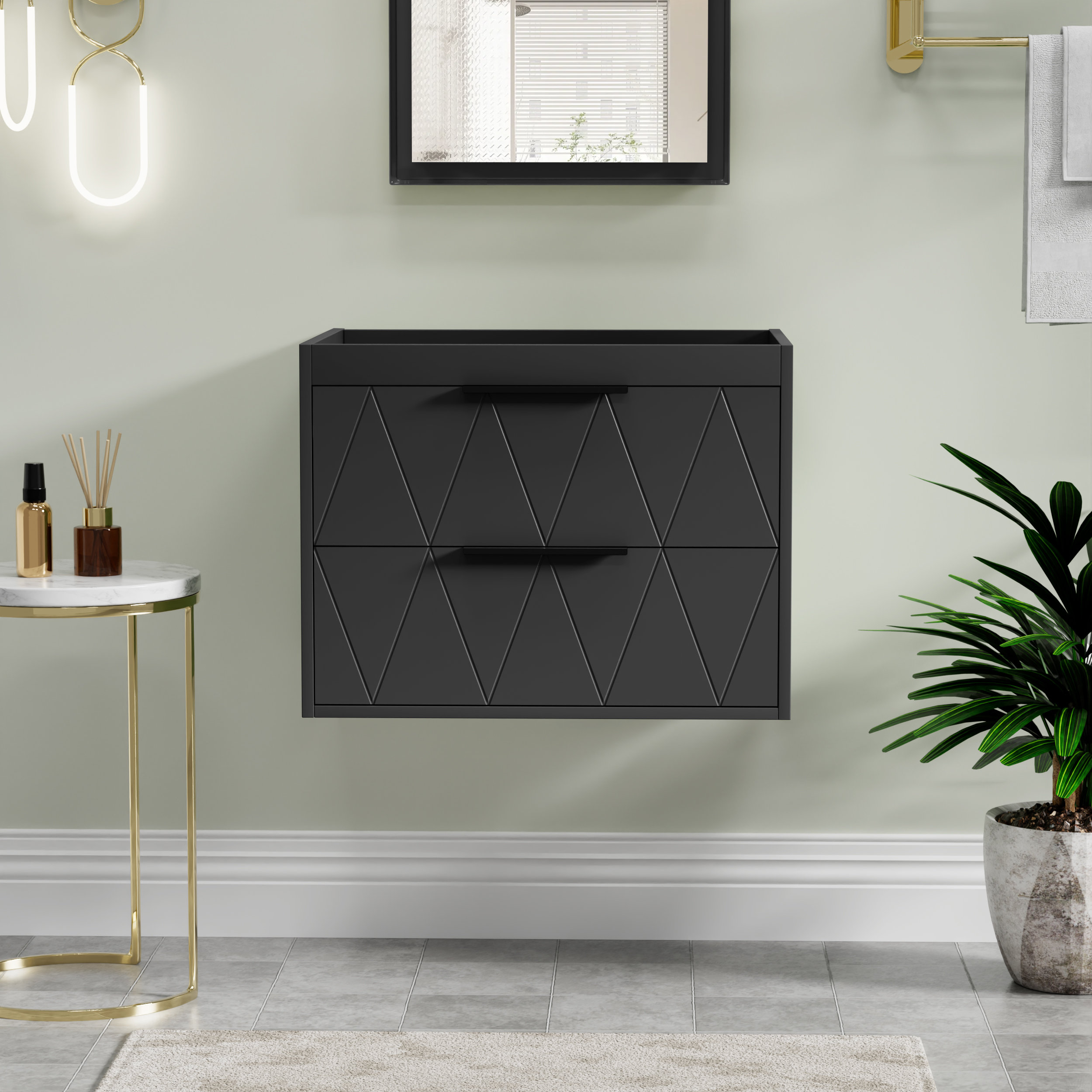 ECLIFE 24" Wall Mount Single Bathroom Vanity Base Only, 2 Soft-close ...