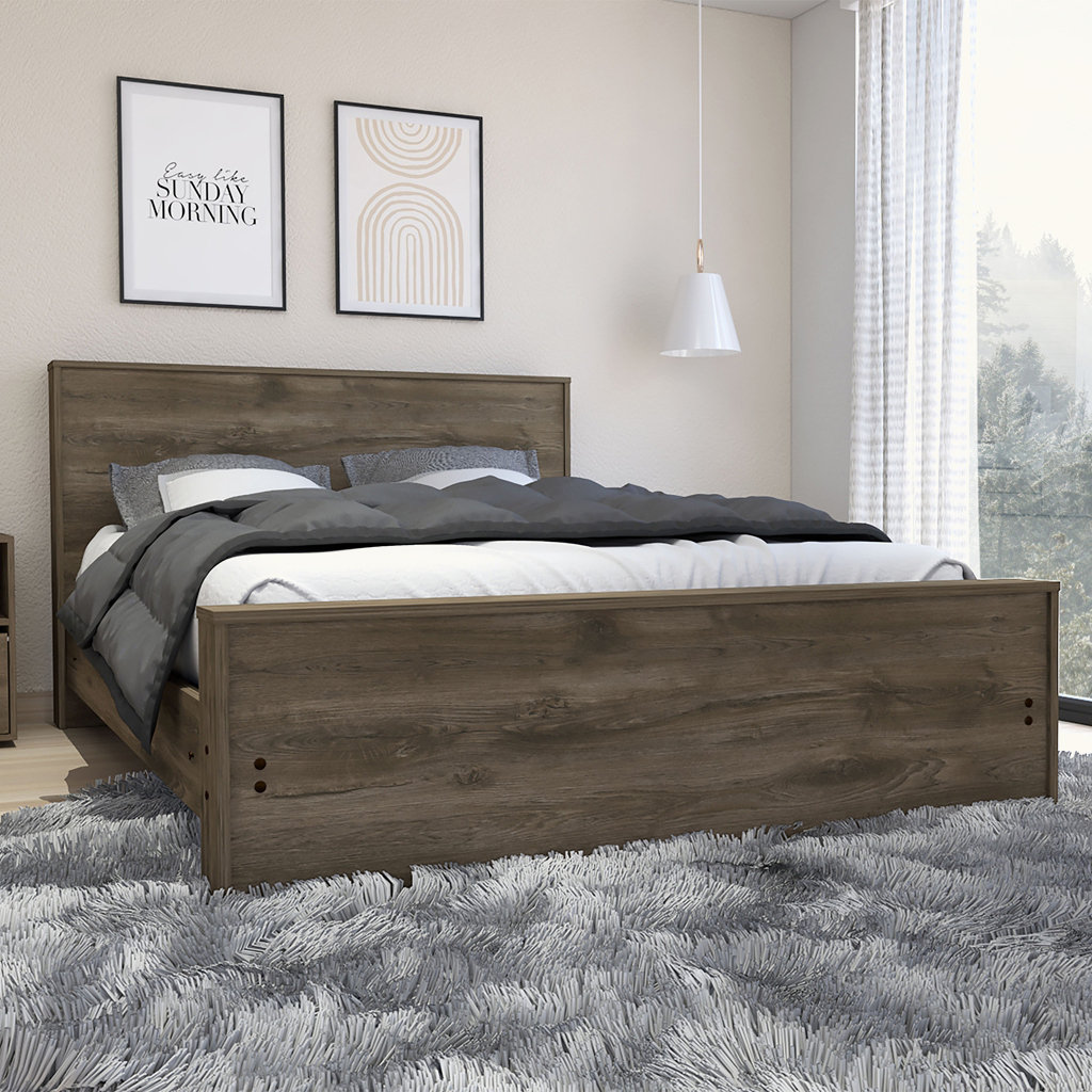 Loon Peak® Khalika Full Size Platform Bed Base with Headboard | Wayfair