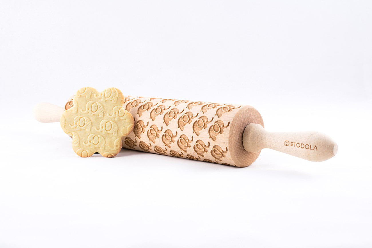 Stodola Engraved Large Wood Rollin Pin with Elephant Pattern | Wayfair