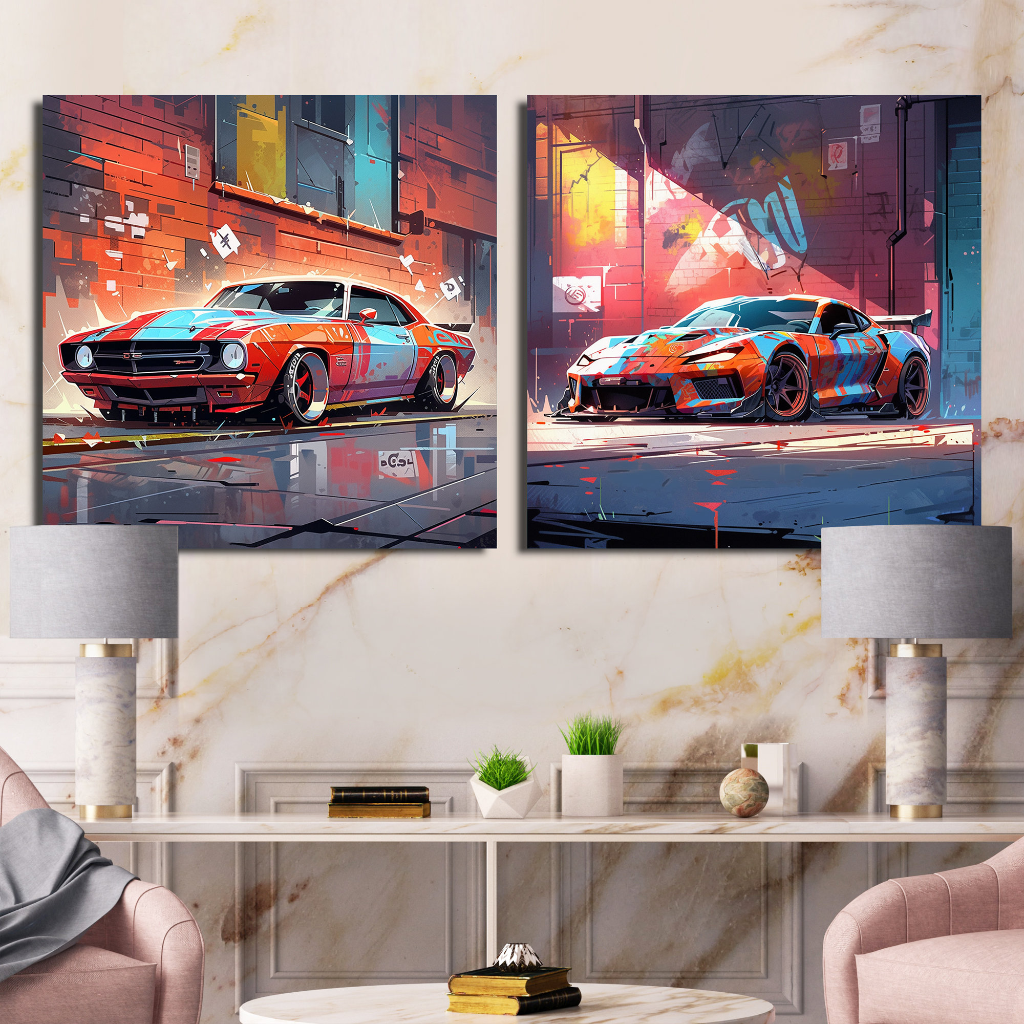 Latitude Run® Graffity Car In Tokyo - Cars Square Collage Set Of 2 ...