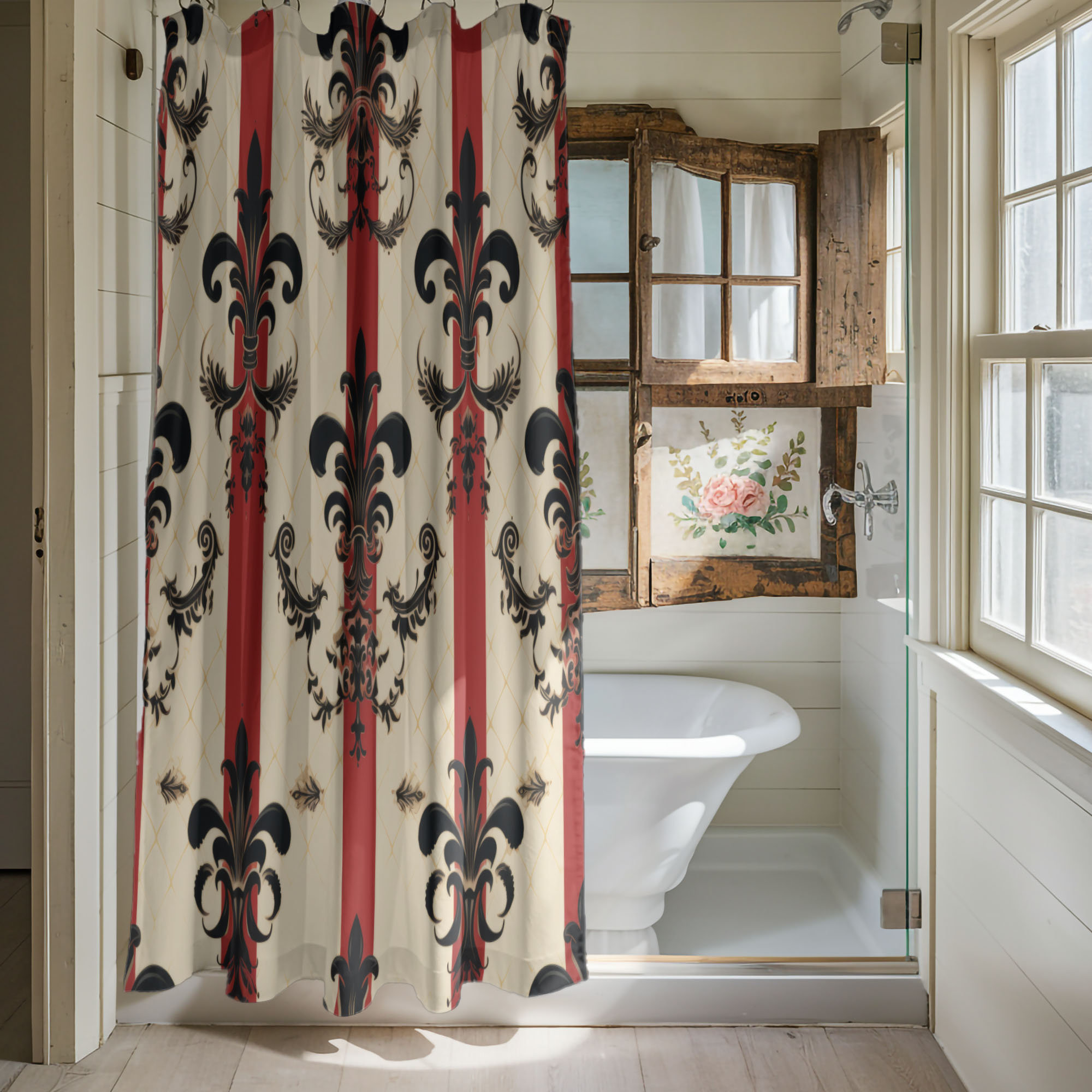 East Urban Home Opulent Damask - Premium Shower Curtain | Wayfair