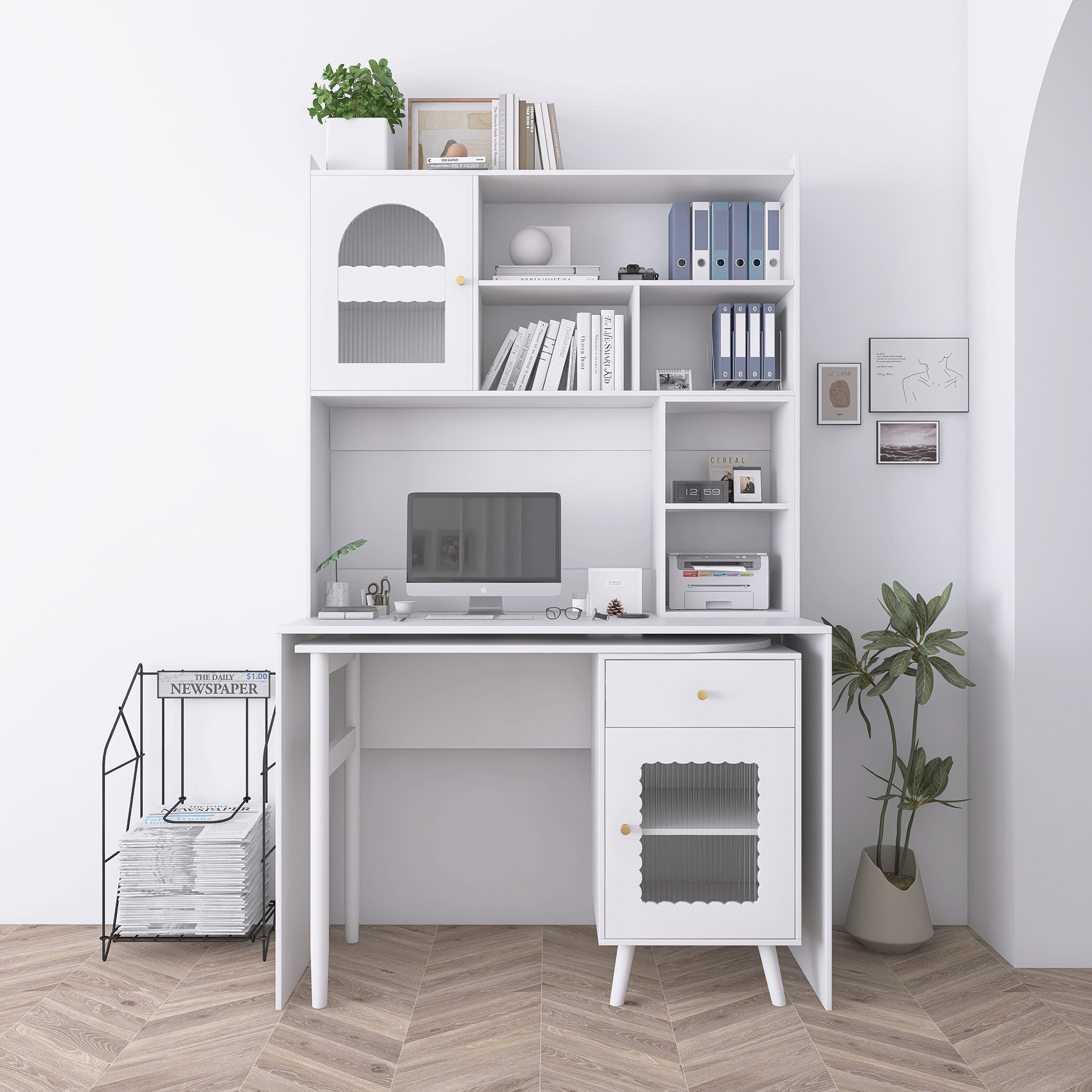 George Oliver Rotating Desktop Computer Desk With Storage - Wayfair Canada