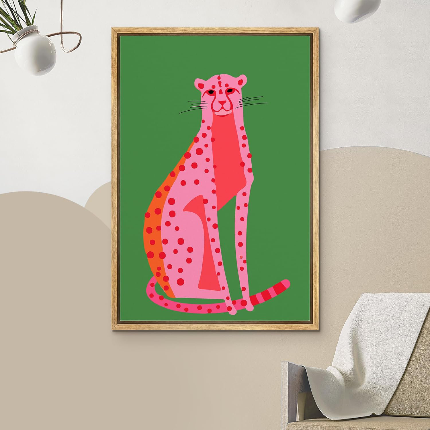 IDEA4WALL Hot Pink Cheetah Dot Cat Print Portrait Kid's Room Bedroom ...
