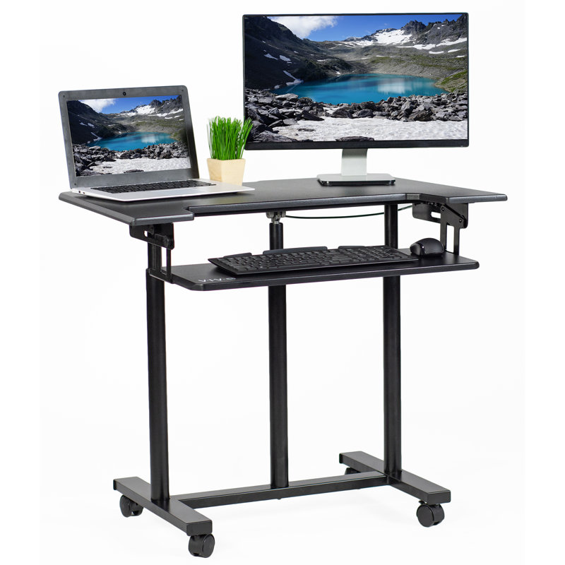 Vivo Mobile Height Adjustable Desk Cart with Sliding Keyboard Tray ...