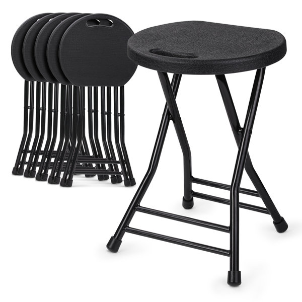 Inbox Zero Kyten 18" Plastic Foldable Round Stools, Collapsible Dining ...