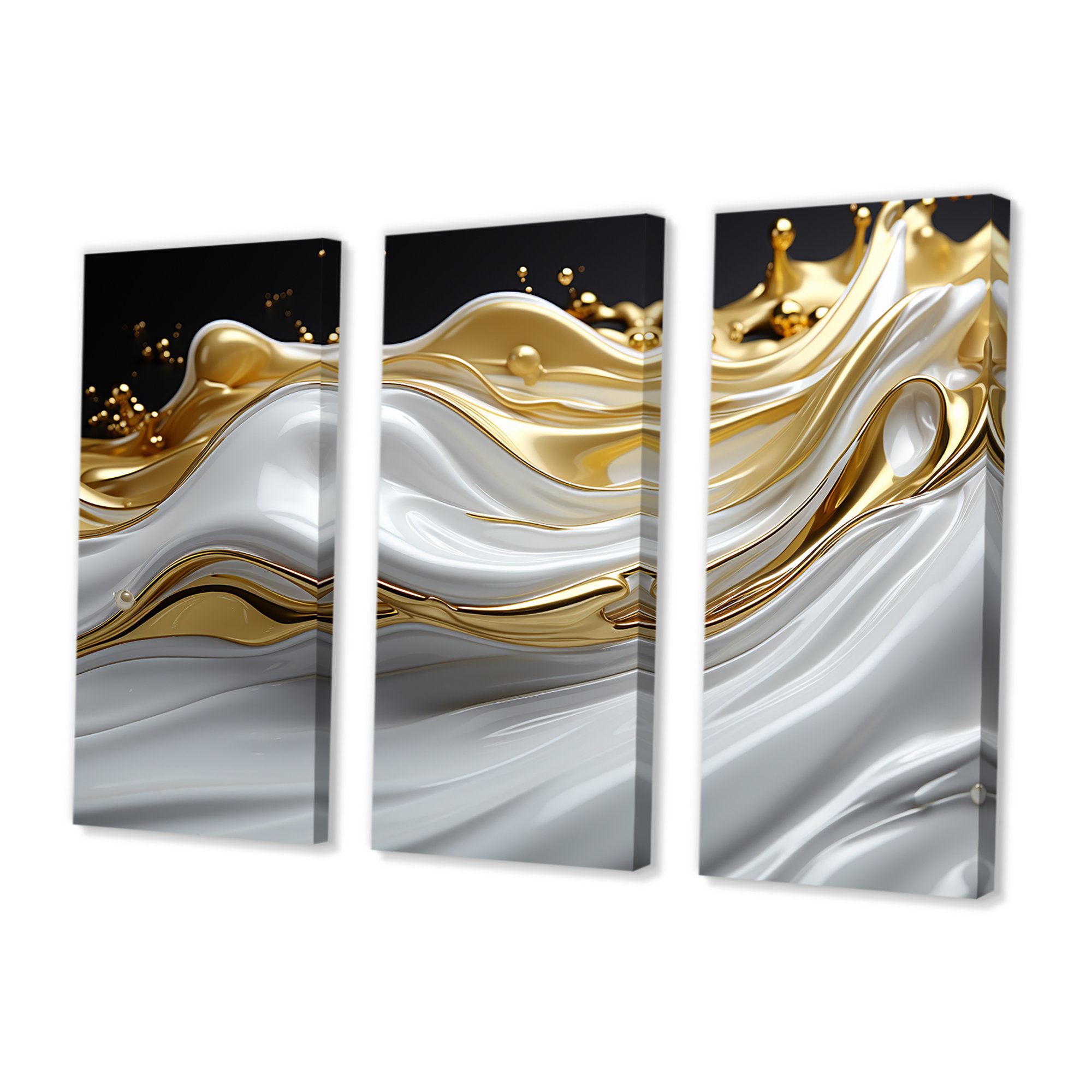 Everly Quinn Flowing Golden Sunshine I - Liquid Ink Abstract Wall Art ...