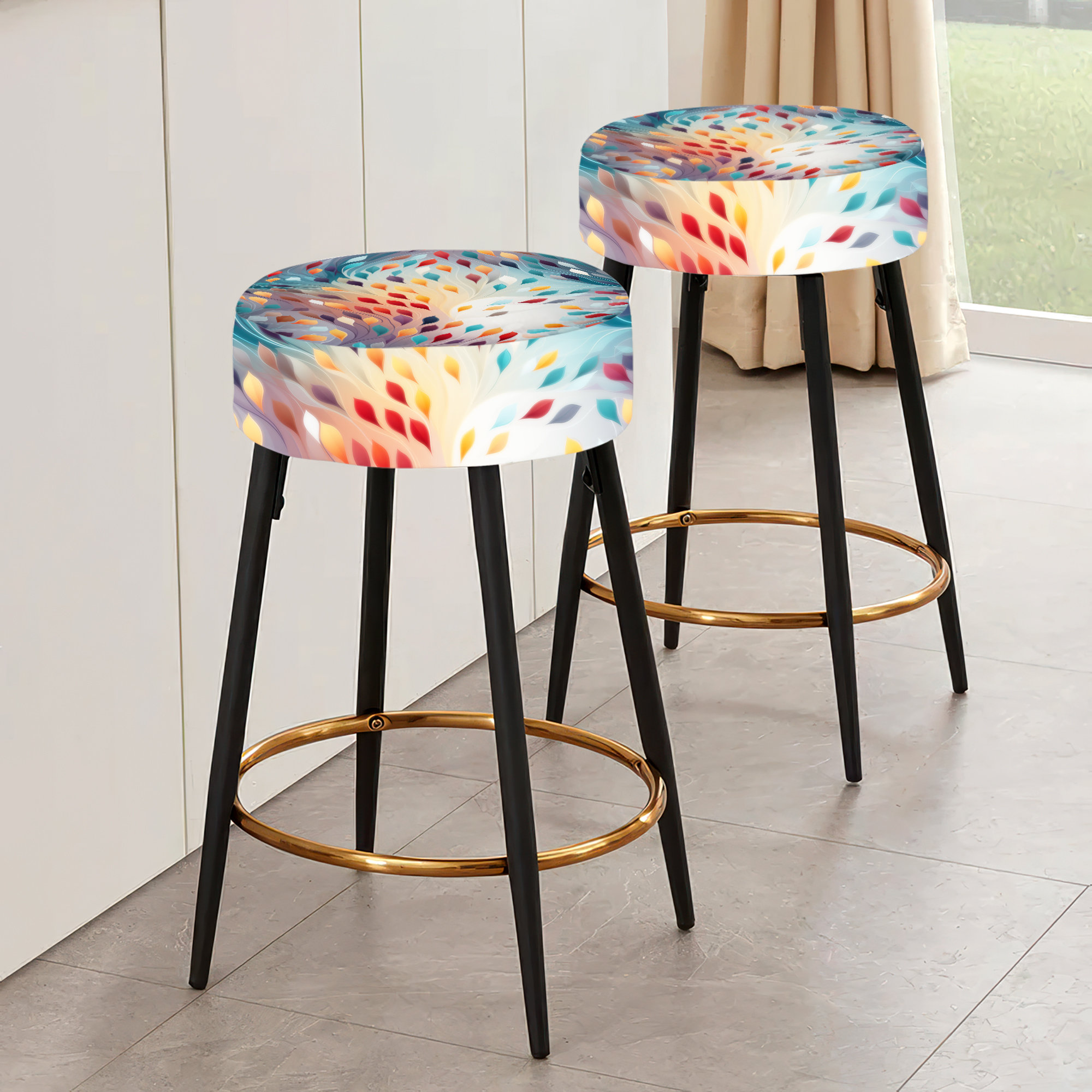 Design Art Heart Centered Meditation Mediation - Geometric Bar Stools ...