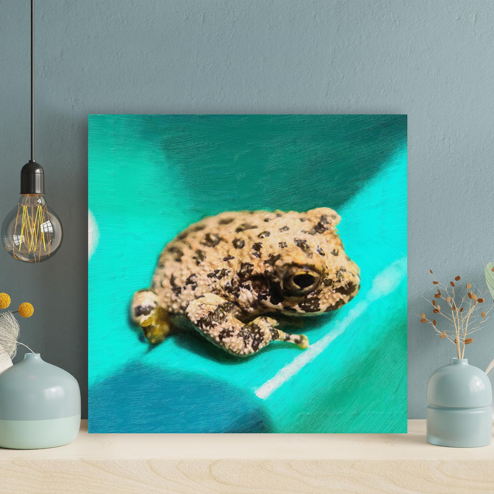 Gracie Oaks A Tough Spotted Toad On Blue Bucket - 1 Piece Square ...