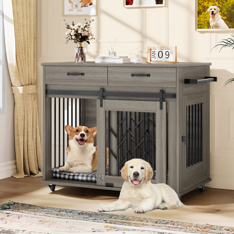 Tucker Murphy Pet™ 40"W Double Small Furniture-Style Wooden Dog Crates ...