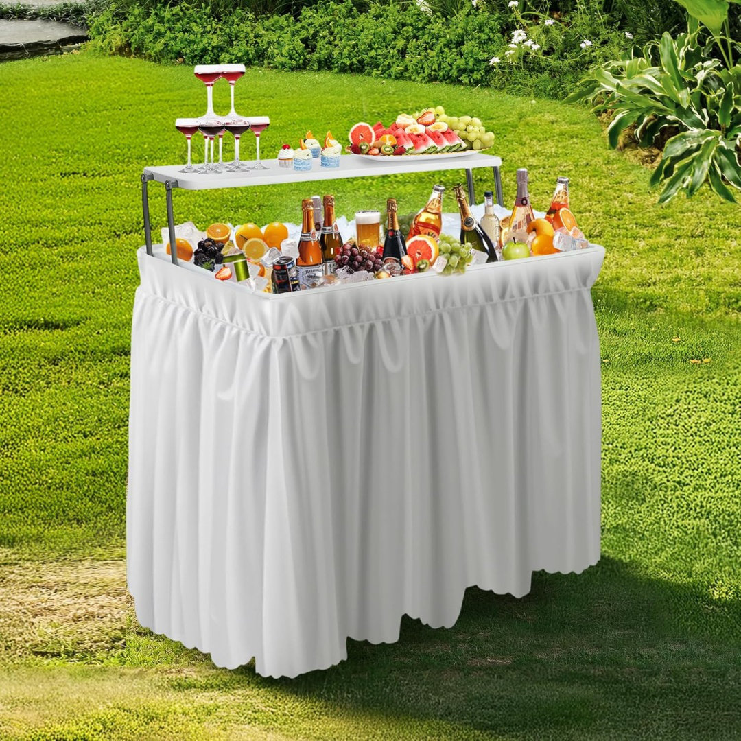 Arlmont & Co. Table With Extra Storage Shelf, Portasble Cooler Side ...