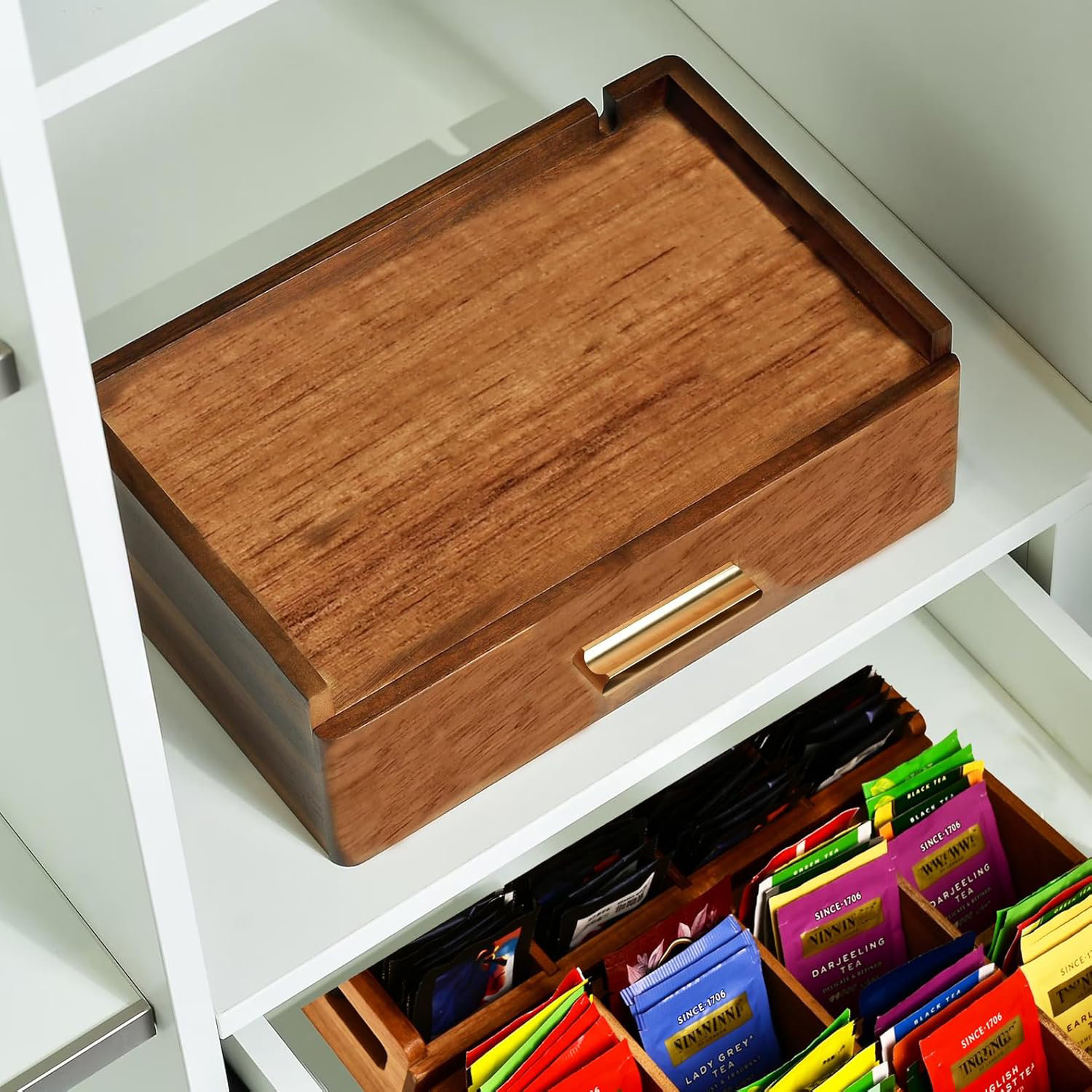 SIPIROT This tea bag organizer is made from high-quality acacia wood ...