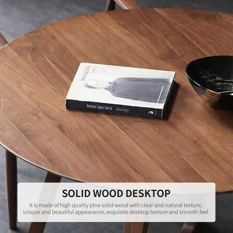 HEshihome Minimalist Round Solid Wood Dining Table Sets | Wayfair