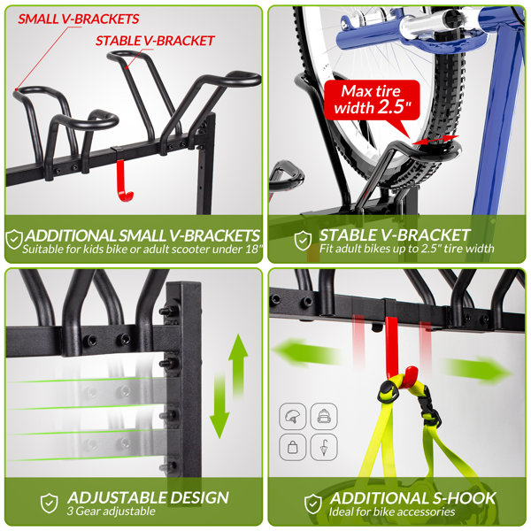 Arlmont & Co. Ravinath Steel Free-standing Adjustable Bike Rack, 5 ...