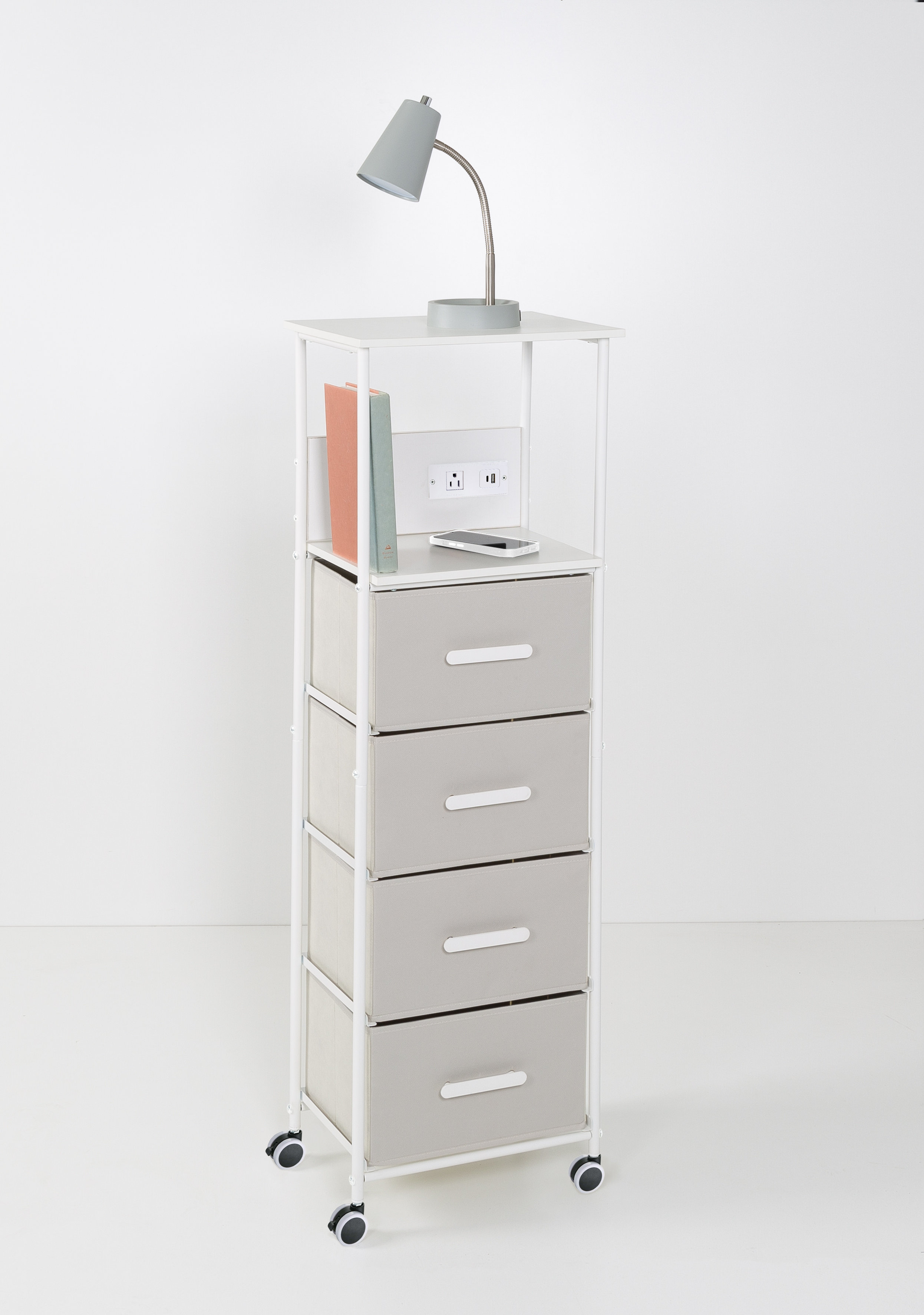 Rebrilliant 4-Drawer Storage Cart with USB and Outlet & Reviews | Wayfair