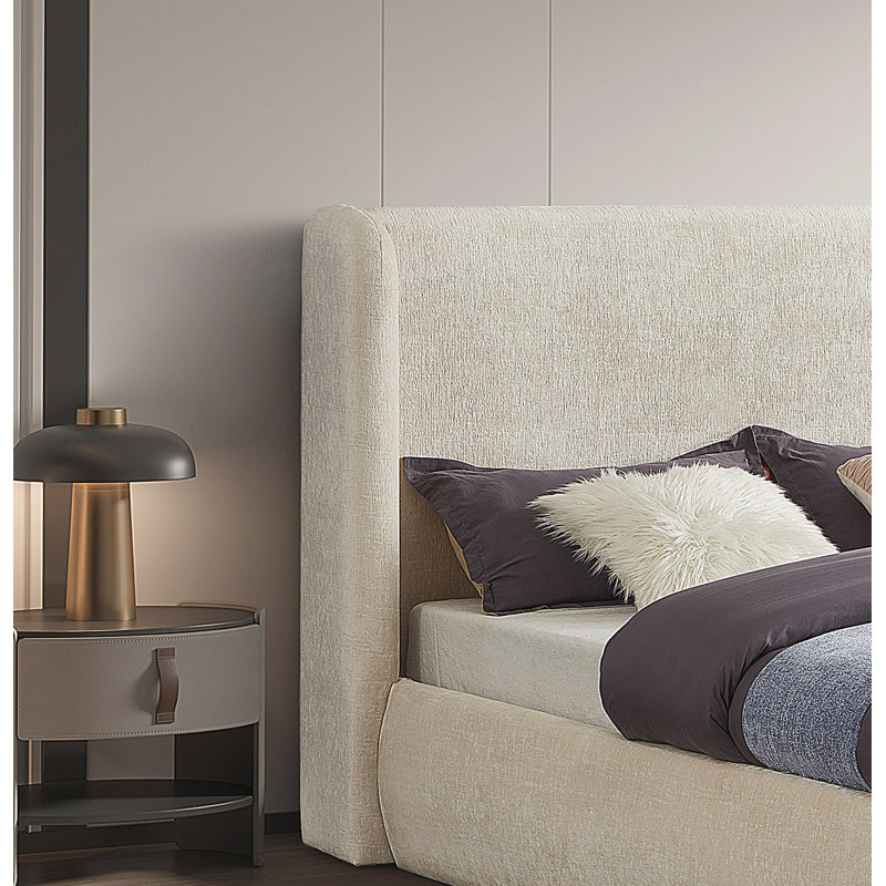 Latitude Run® Kiyle Cream Bed with Wingback Headboard, Performance ...