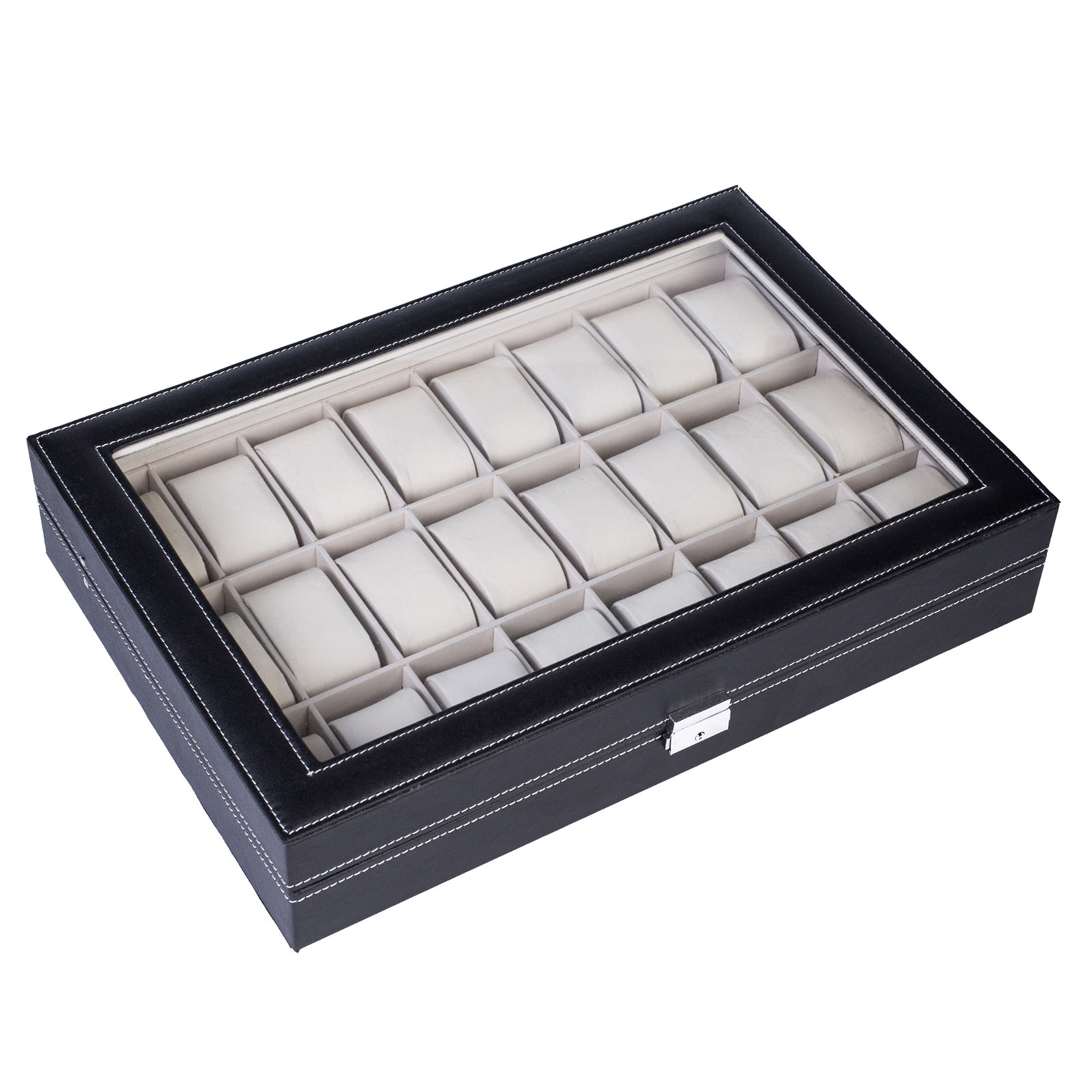 Ebern Designs 24 Compartments Top-level Opening Style Leather Watch ...