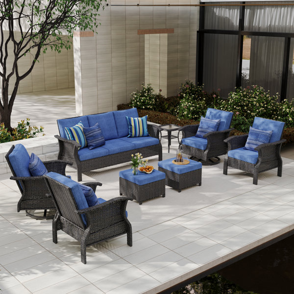 Latitude Run® Tojuana 8 Piece Patio Set Rattan Outdoor Furniture Set ...