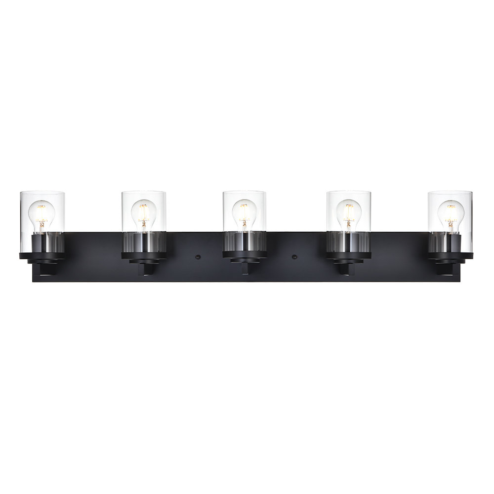 Latitude Run® 5-Light Vanity Light In Matt Black Finish, Vintage ...