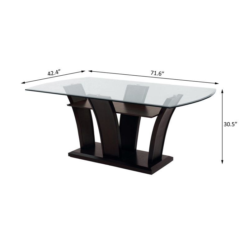 Red Barrel Studio® Bounaga 71.6'' L Dining Table with Glass Top | Wayfair