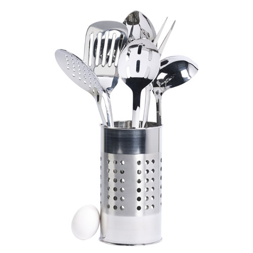 Basic Essentials Prep And Tools 7 Piece Stainless Steel Cooking Utensil ...