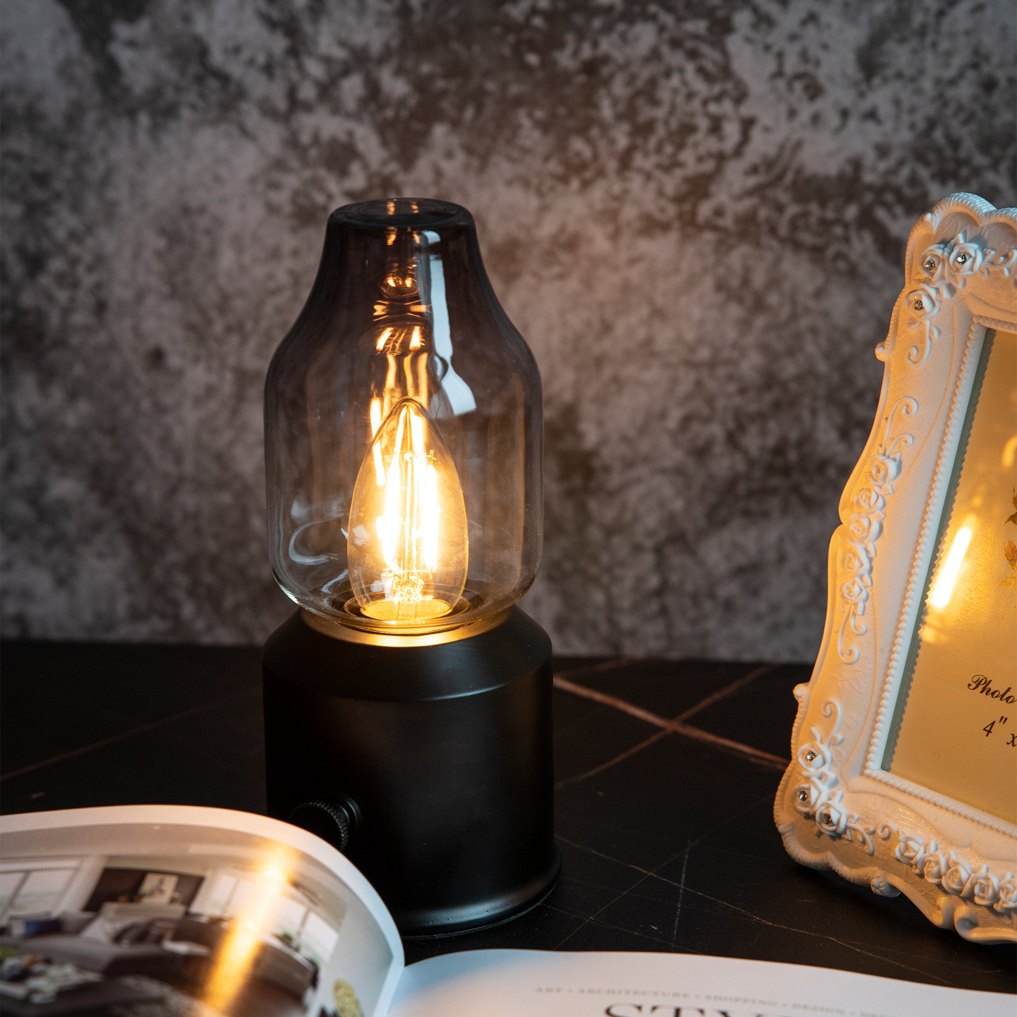 Winston Porter Rodge Vintage Oil Lamp Style Creative Glass USB Camping ...