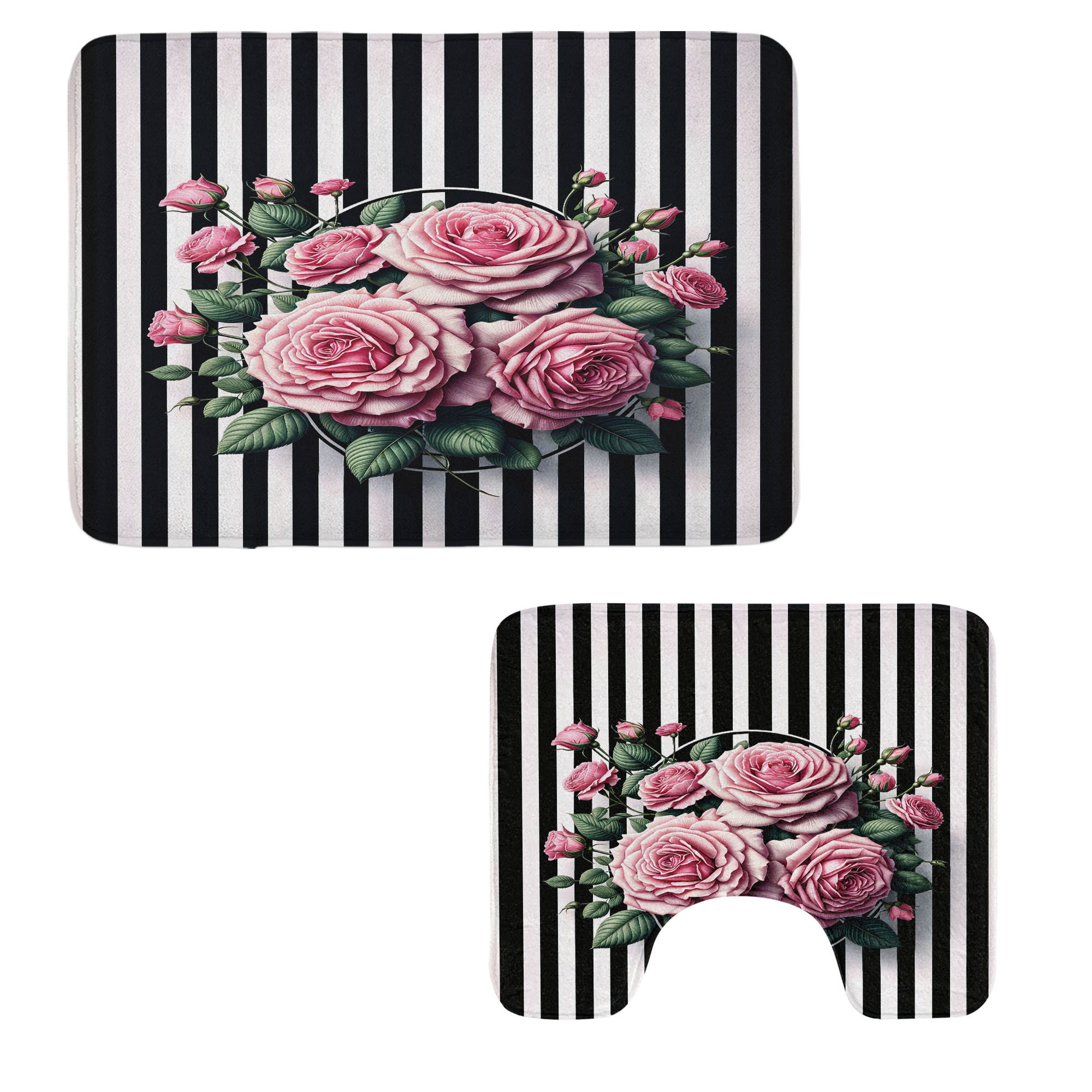 East Urban Home Roses Bathroom Rug Set 2 Pieces Rectangle & Contour ...