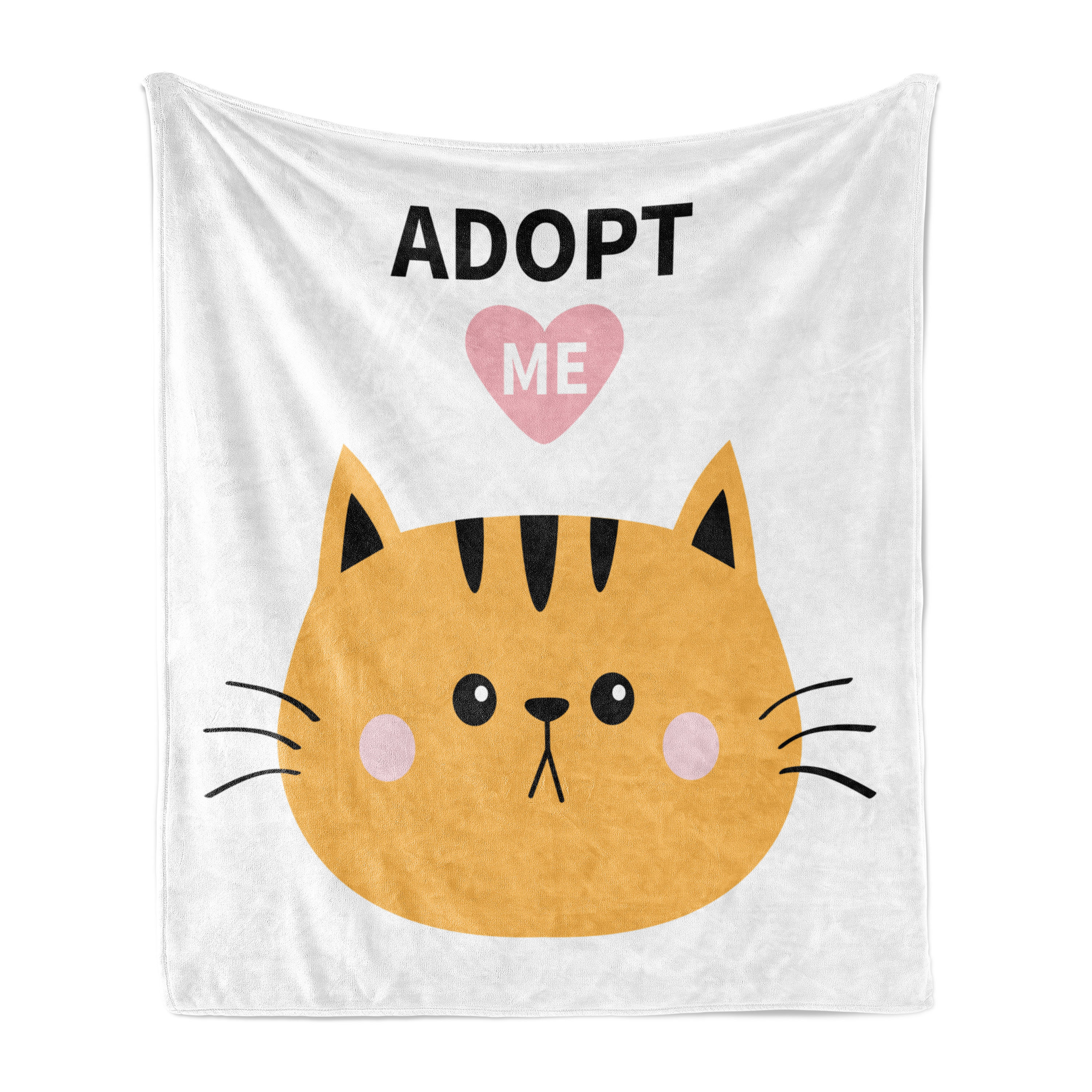 Ambesonne Cat Fleece Throw Blanket Adopt Me Big Face Multicolor | Wayfair