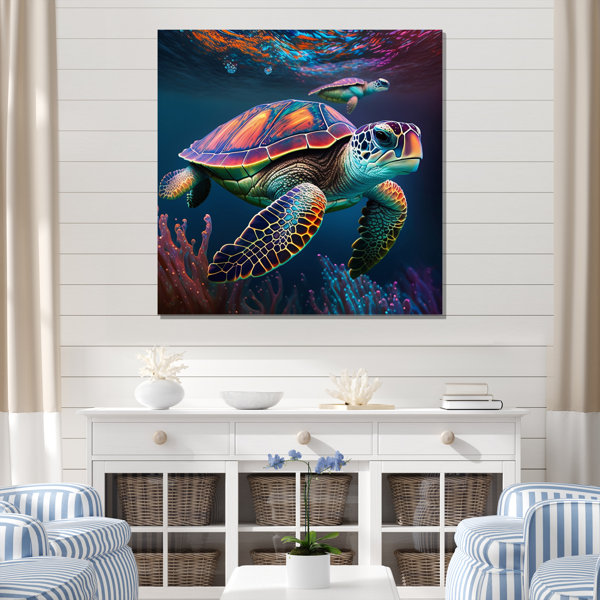 Bay Isle Home " Colorful Deep Sea Turtle Portrait I " on Canvas | Wayfair