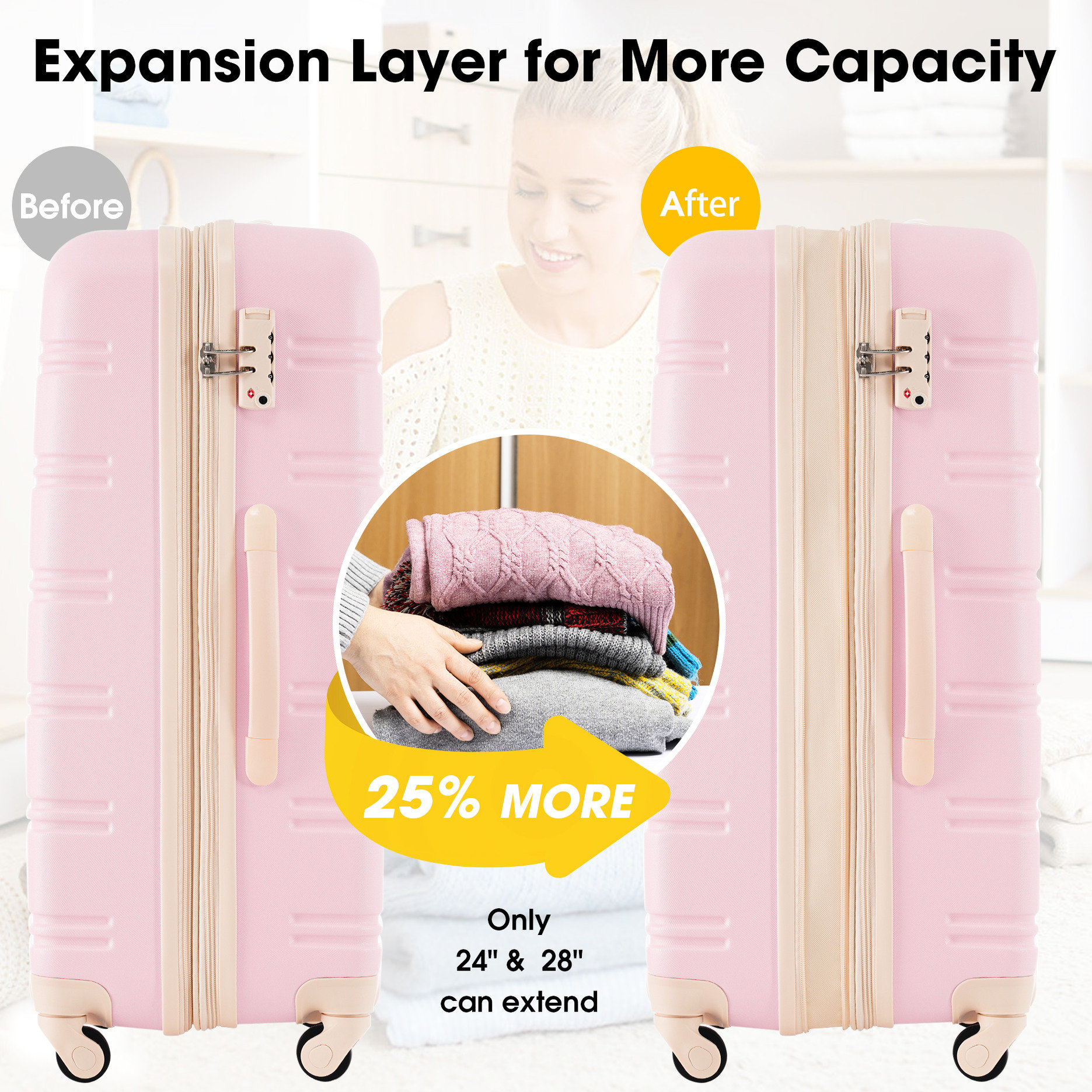 Banior 20" + 24" Luggage With 360° Spinner Wheels & Tsa Lock ...