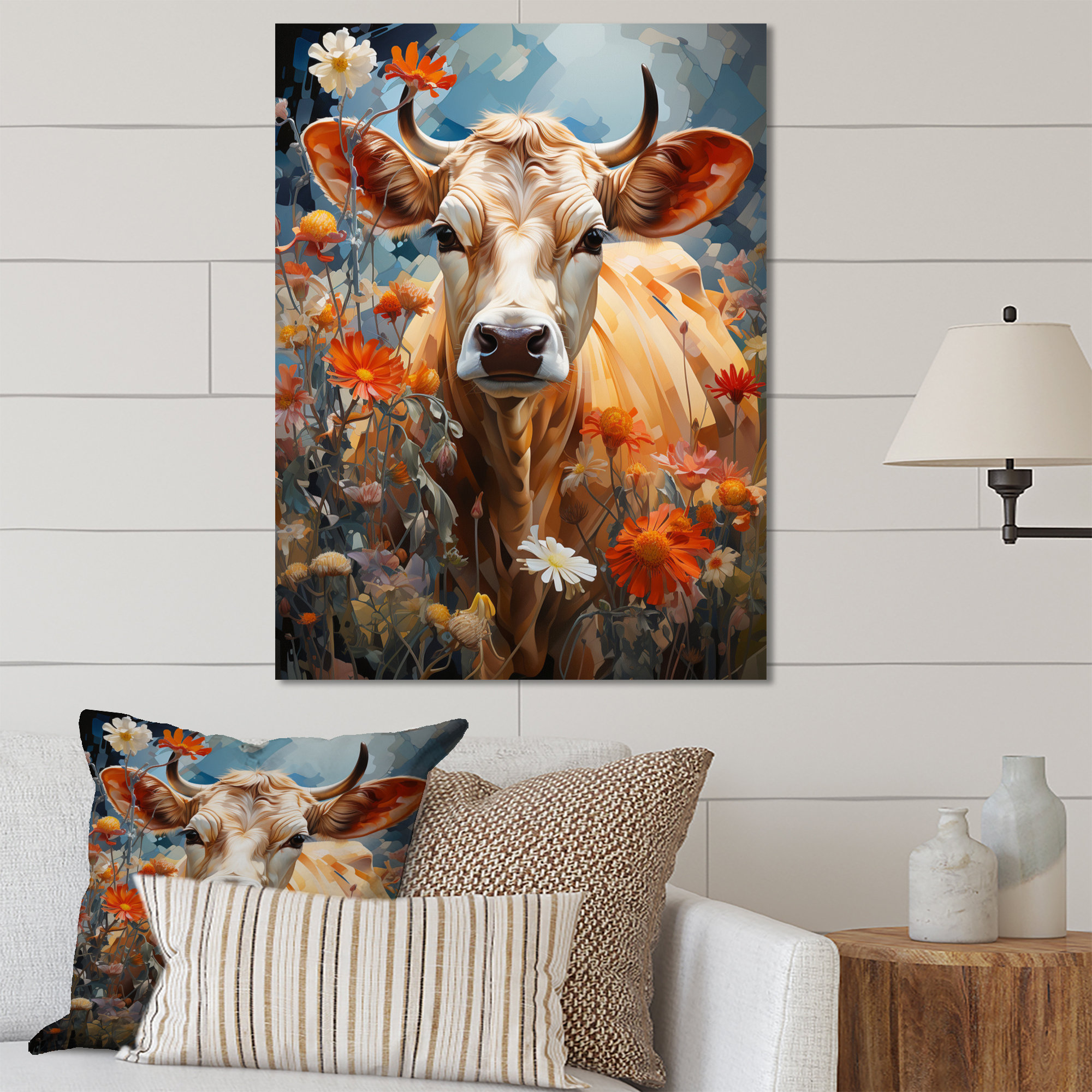 Alcott Hill® Cow Natures Mosaic - Animals Metal Wall Decor | Wayfair