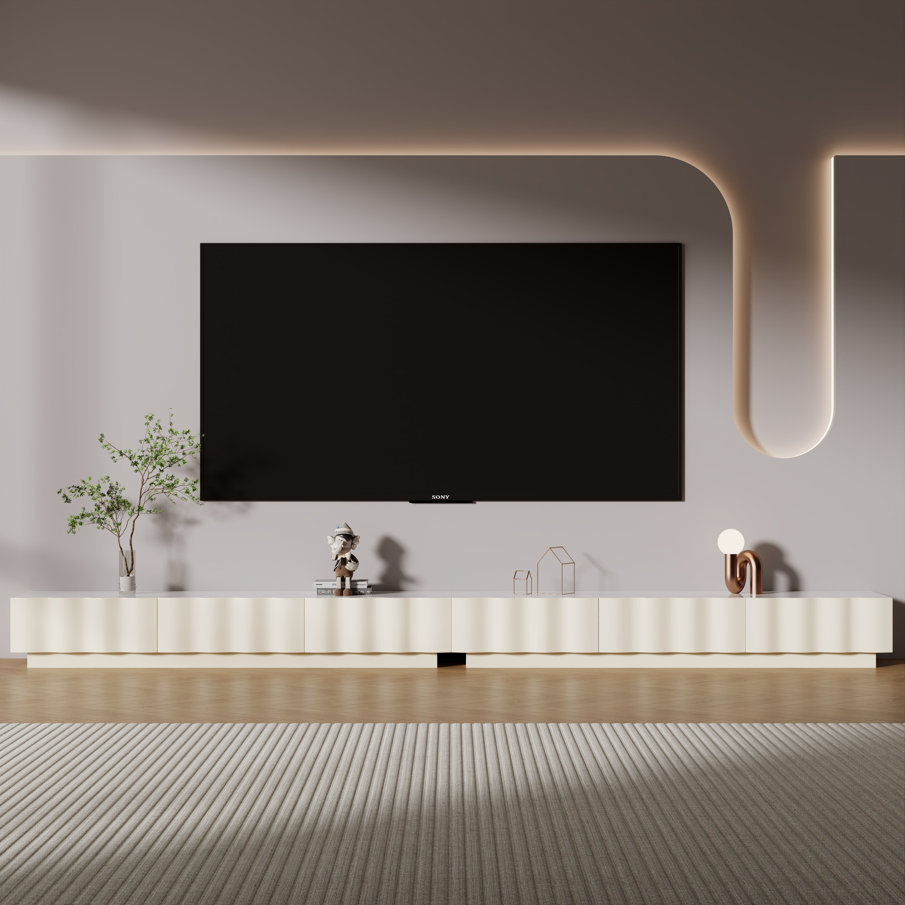 Orren Ellis cream color multi-combination TV stand | Wayfair